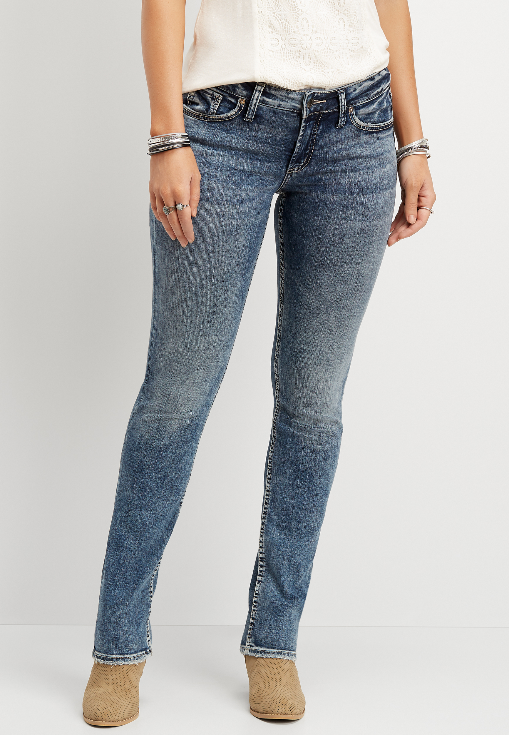 Silver Jeans Co Suki Medium Wash Straight Leg Jean Maurices