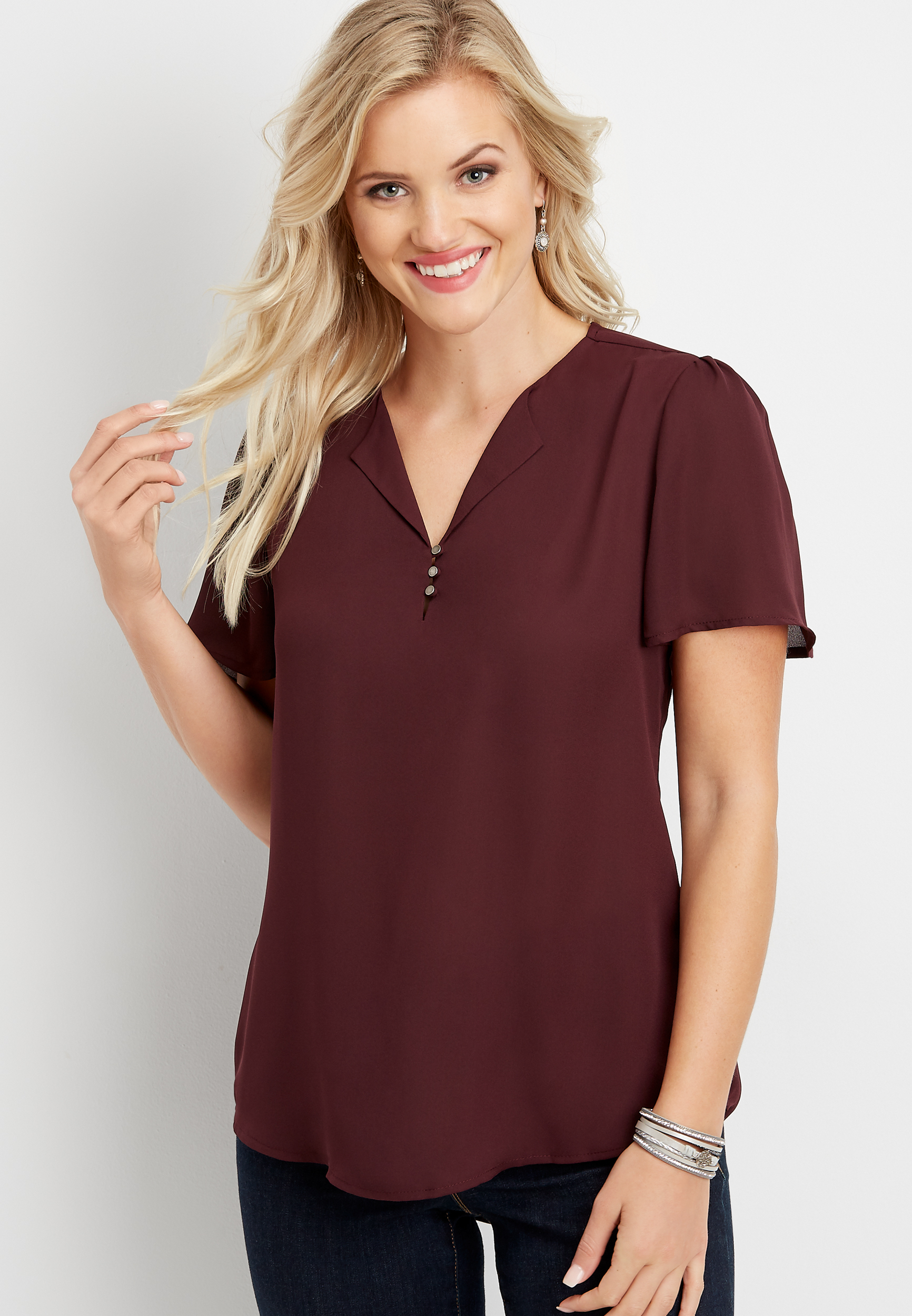 solid v-neck blouse | maurices