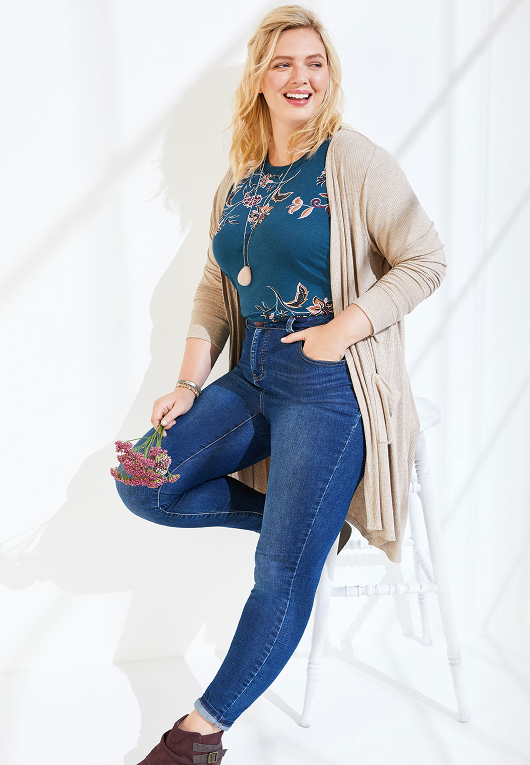 plus size solid ribbed button down duster cardigan | maurices