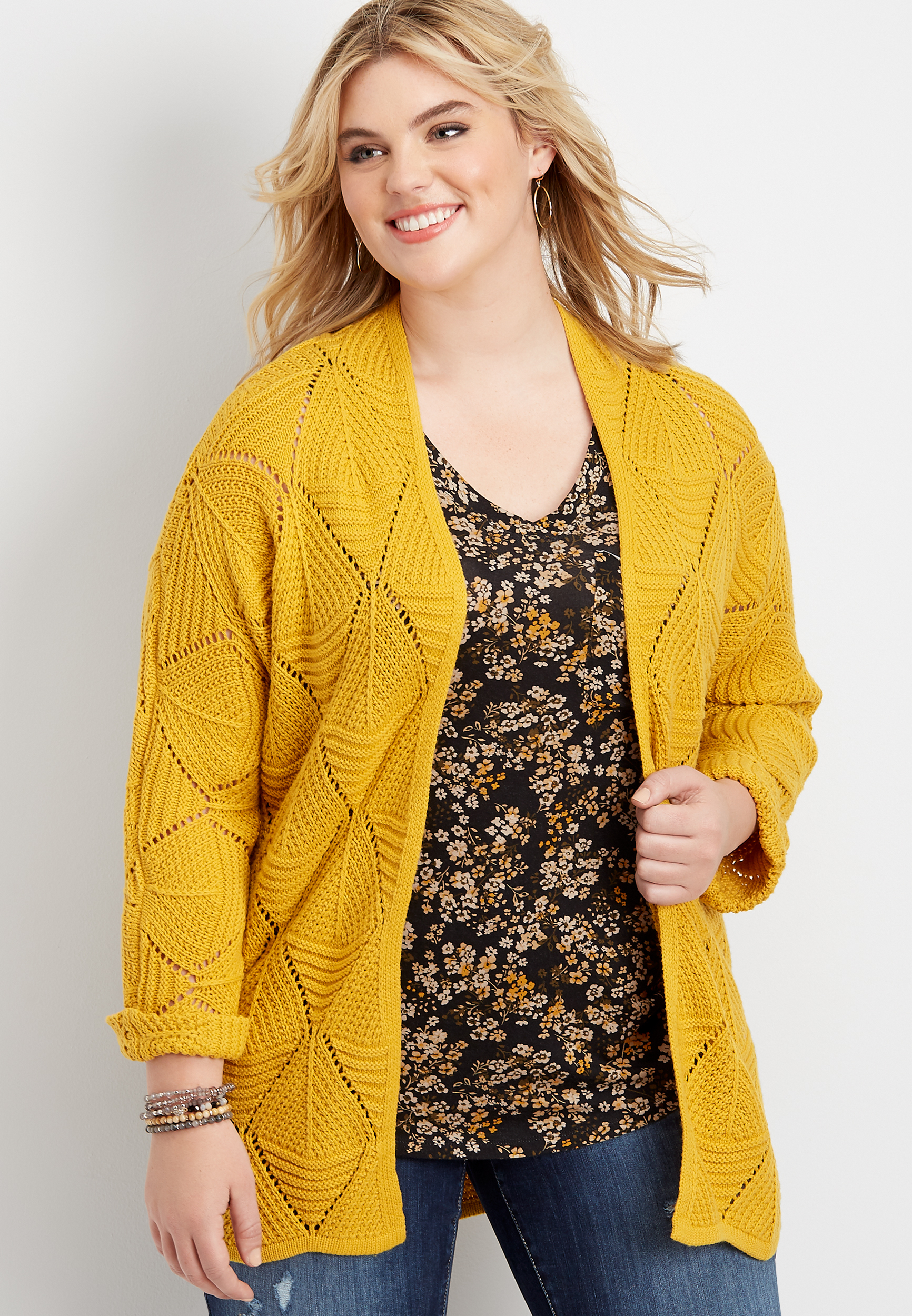 plus size open pointelle oversized cardigan | maurices