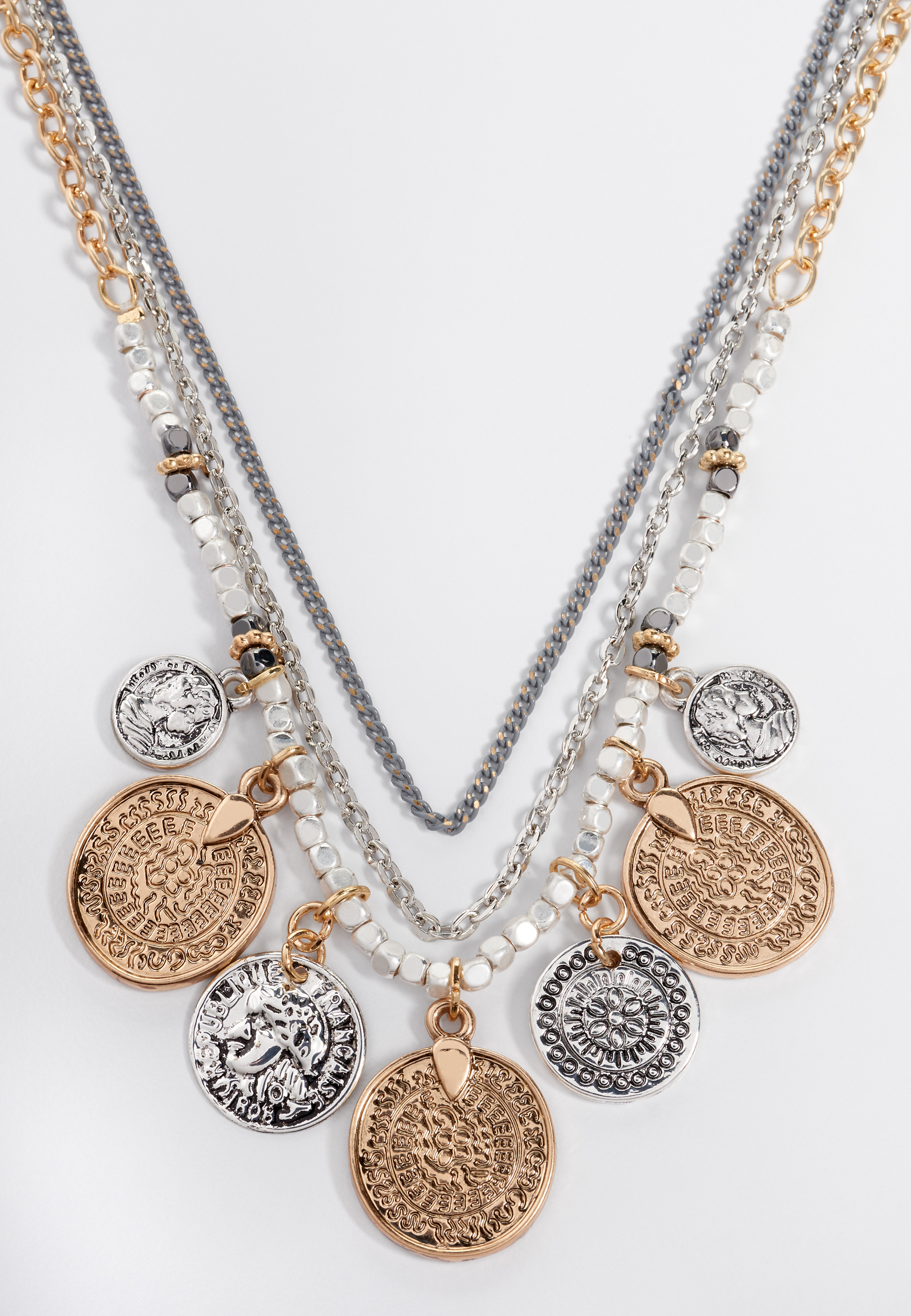 multi row coin drape necklace | maurices