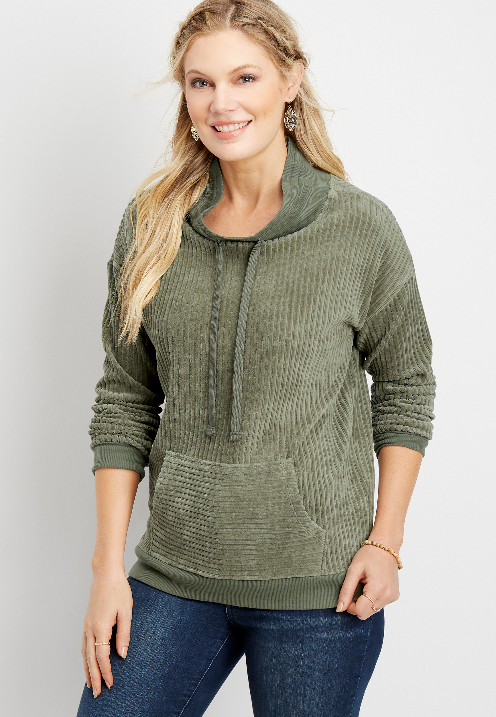 corduroy cowl neck pullover | maurices