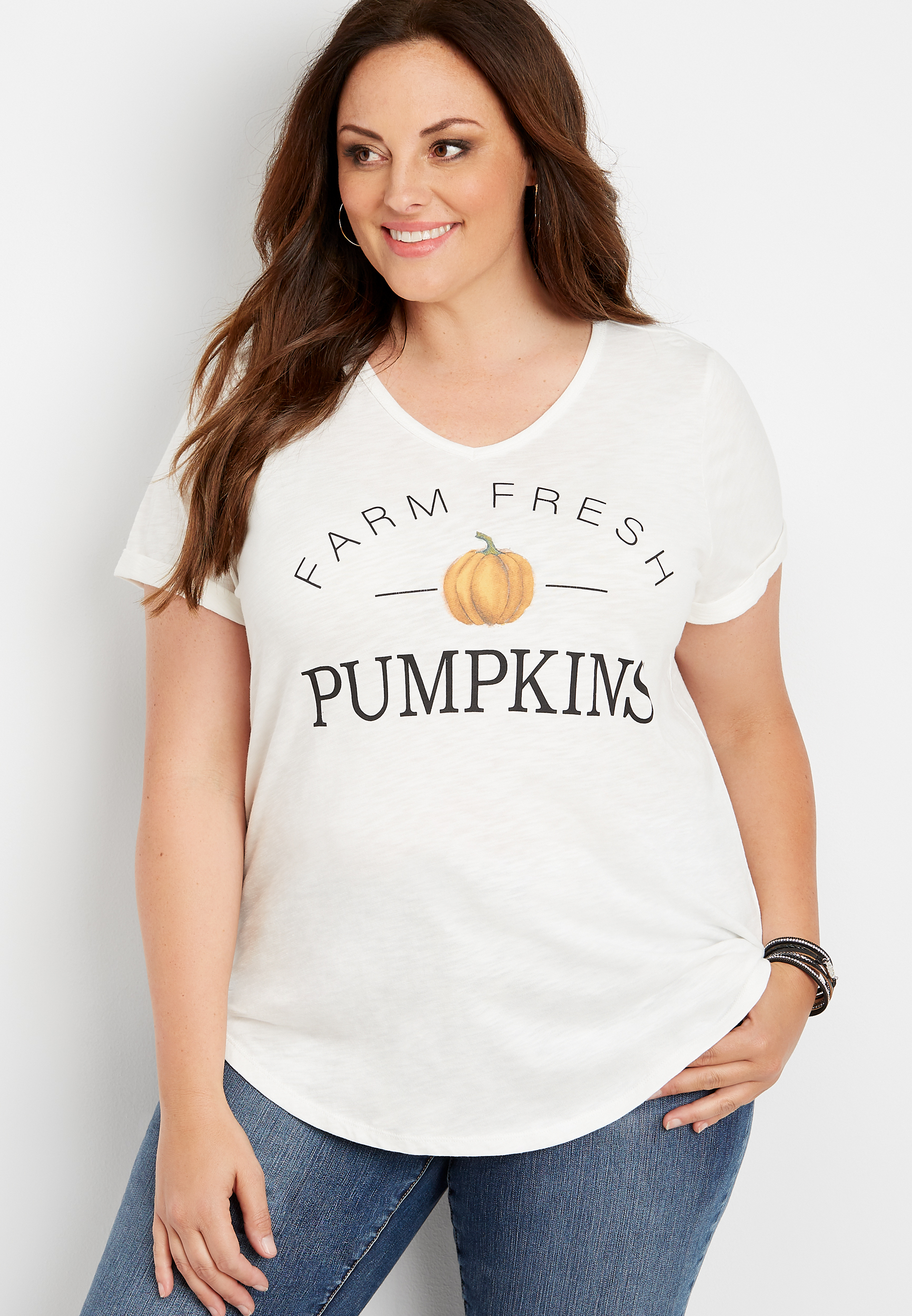 plus size farm fresh pumpkins graphic tee | maurices