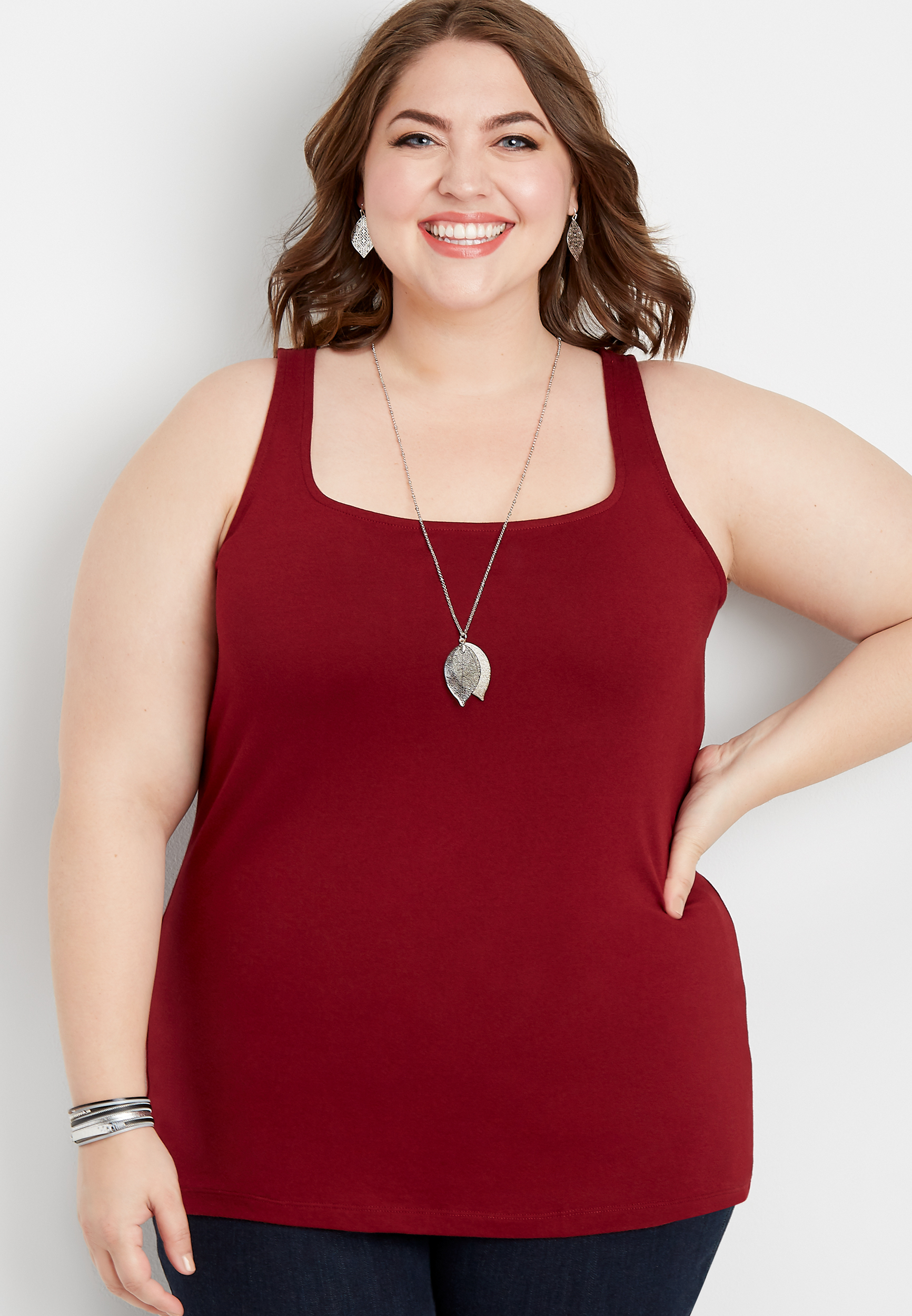 plus size 24/7 solid square neck tank | maurices