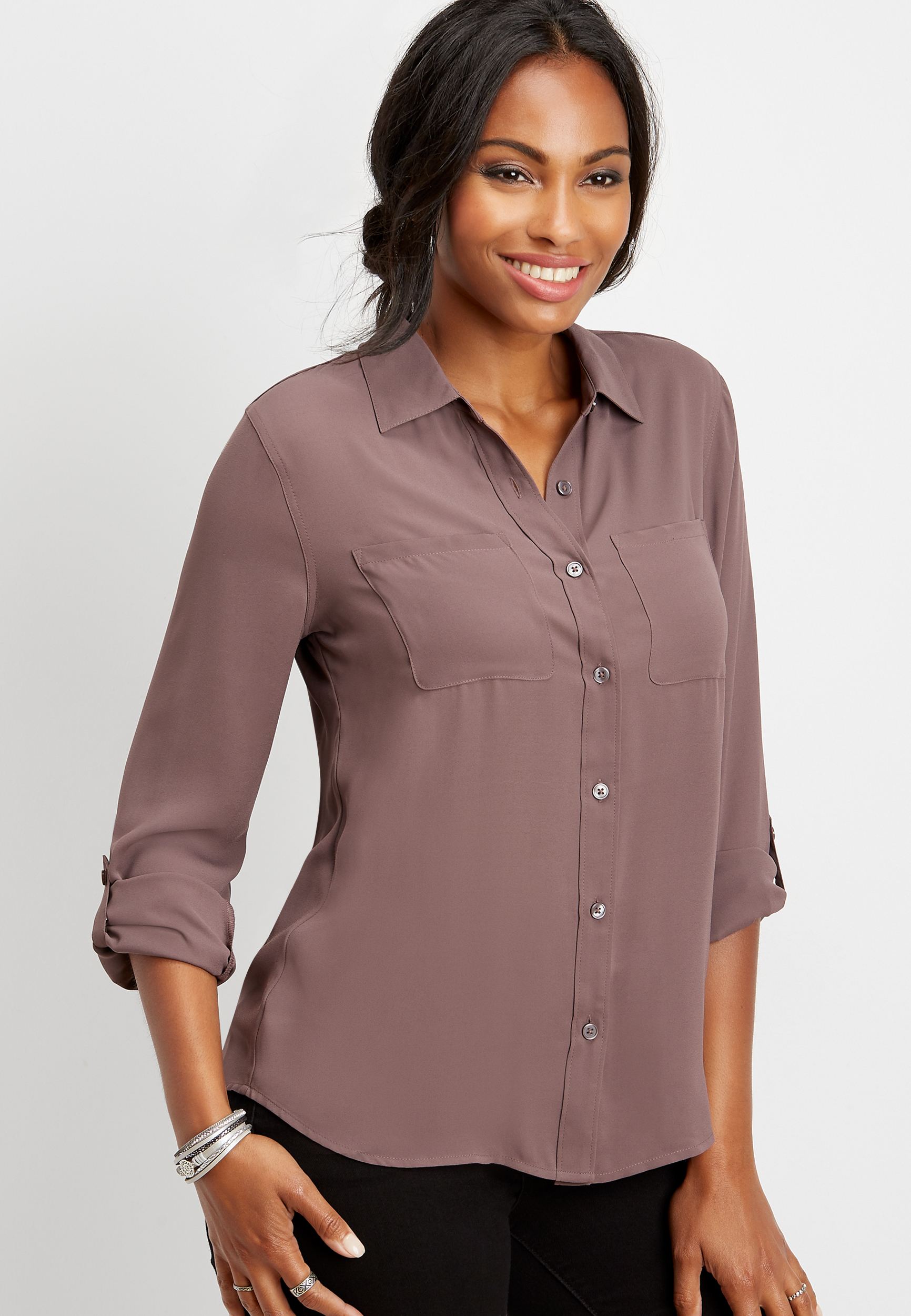 solid button down blouse | maurices