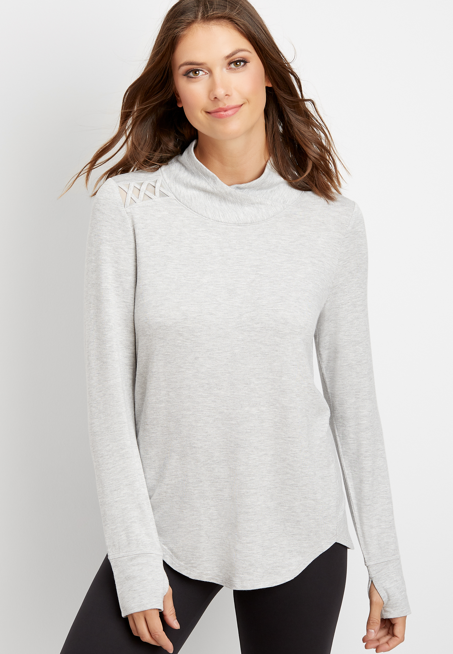 solid active cowl neck pullover | maurices