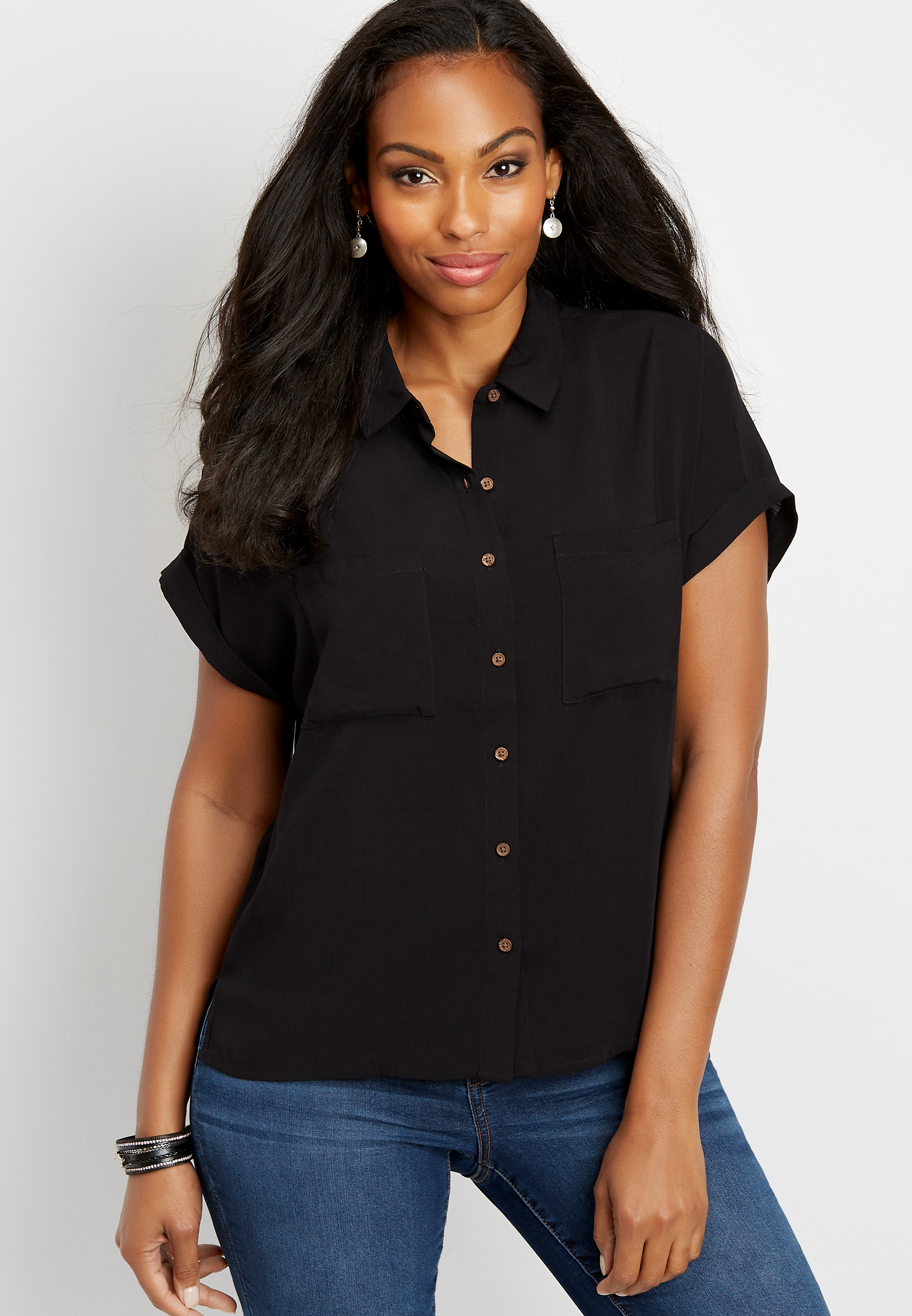 solid button down top | maurices
