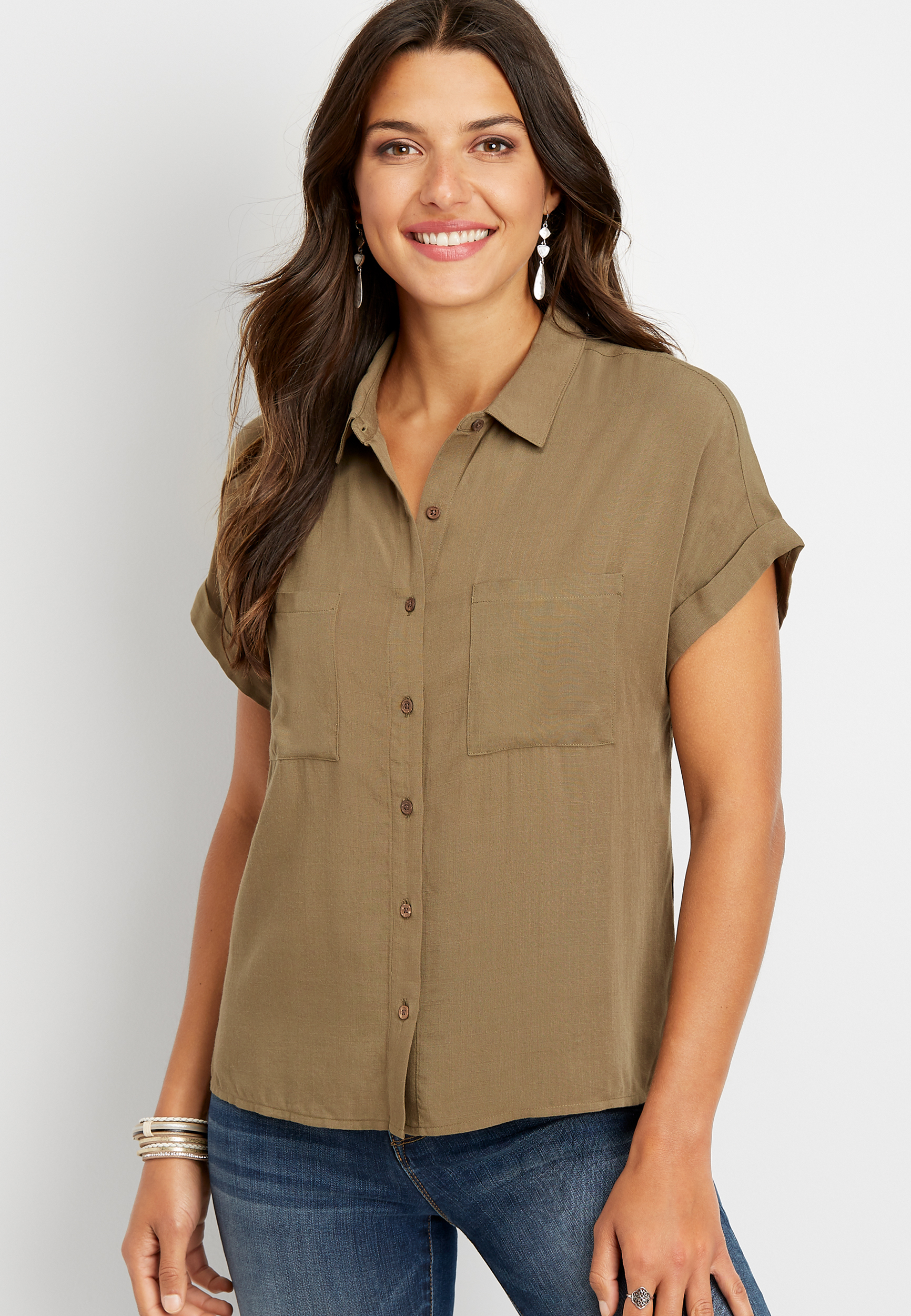 solid button down top | maurices