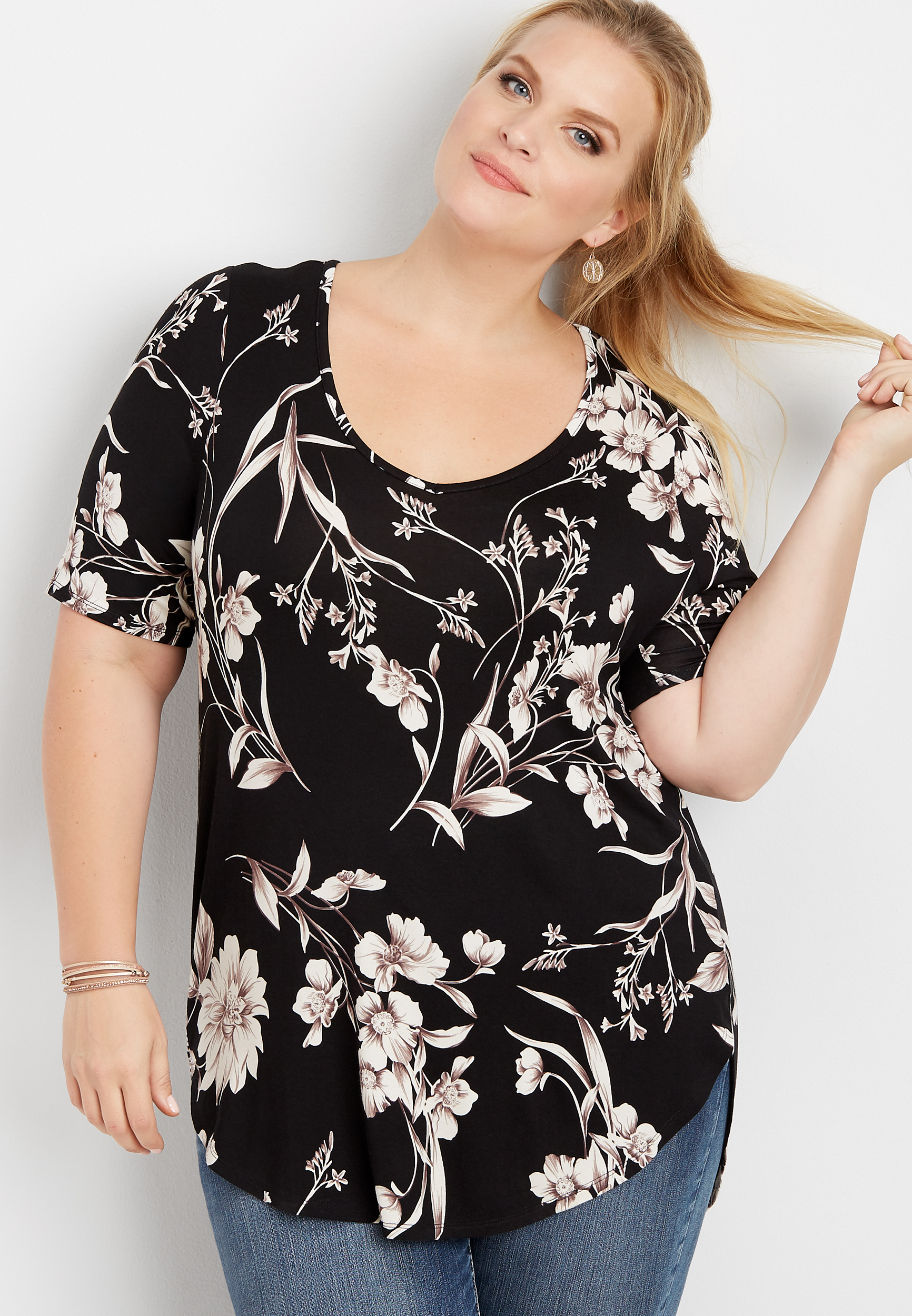 Plus Size 24/7 Flawless Floral Tee | maurices