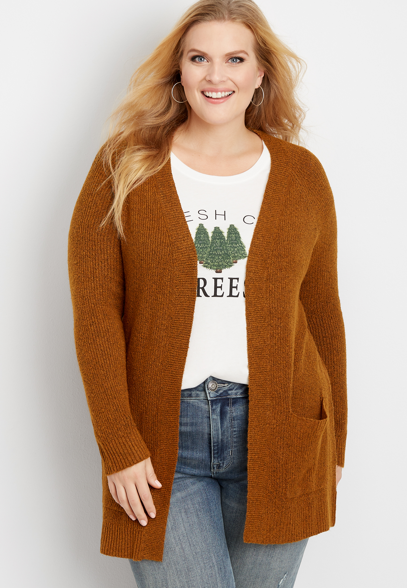 plus size solid open neck cardigan | maurices