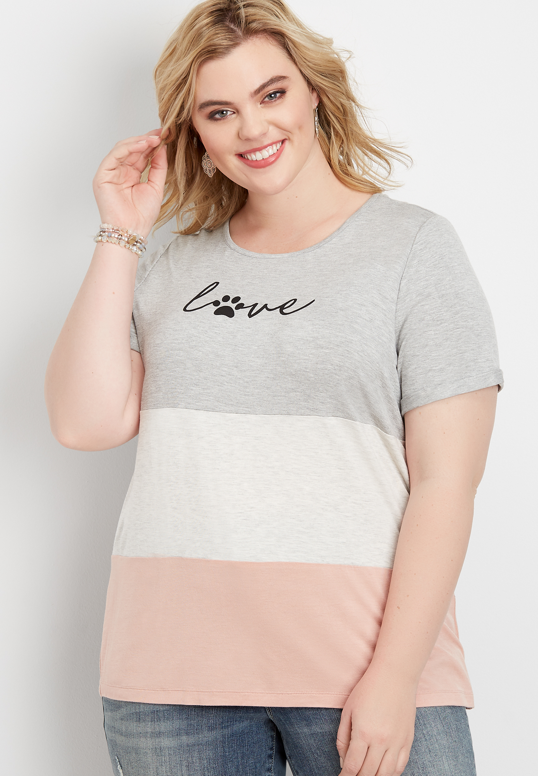 Plus Size Love Colorblock Graphic Tee | maurices