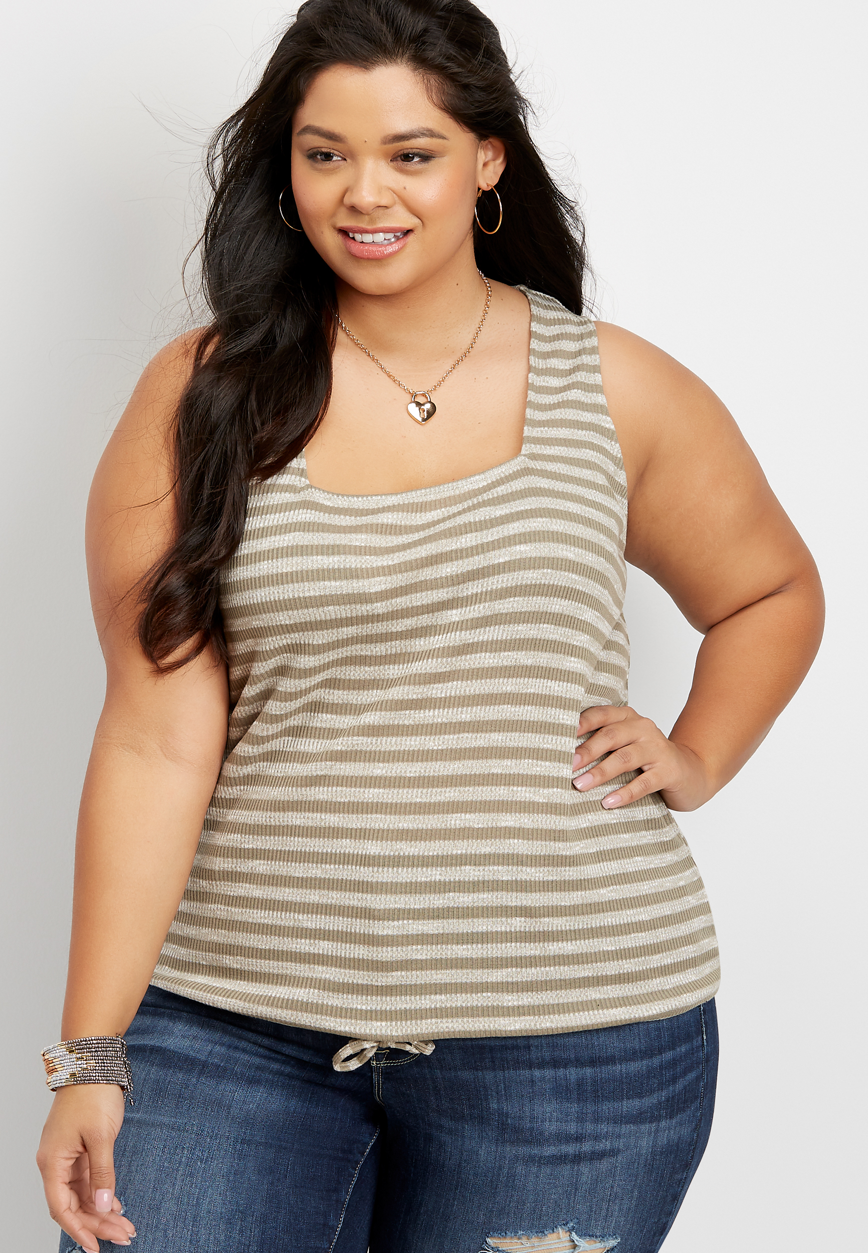 Plus Size 24/7 Square Neck Drawstring Tank | maurices