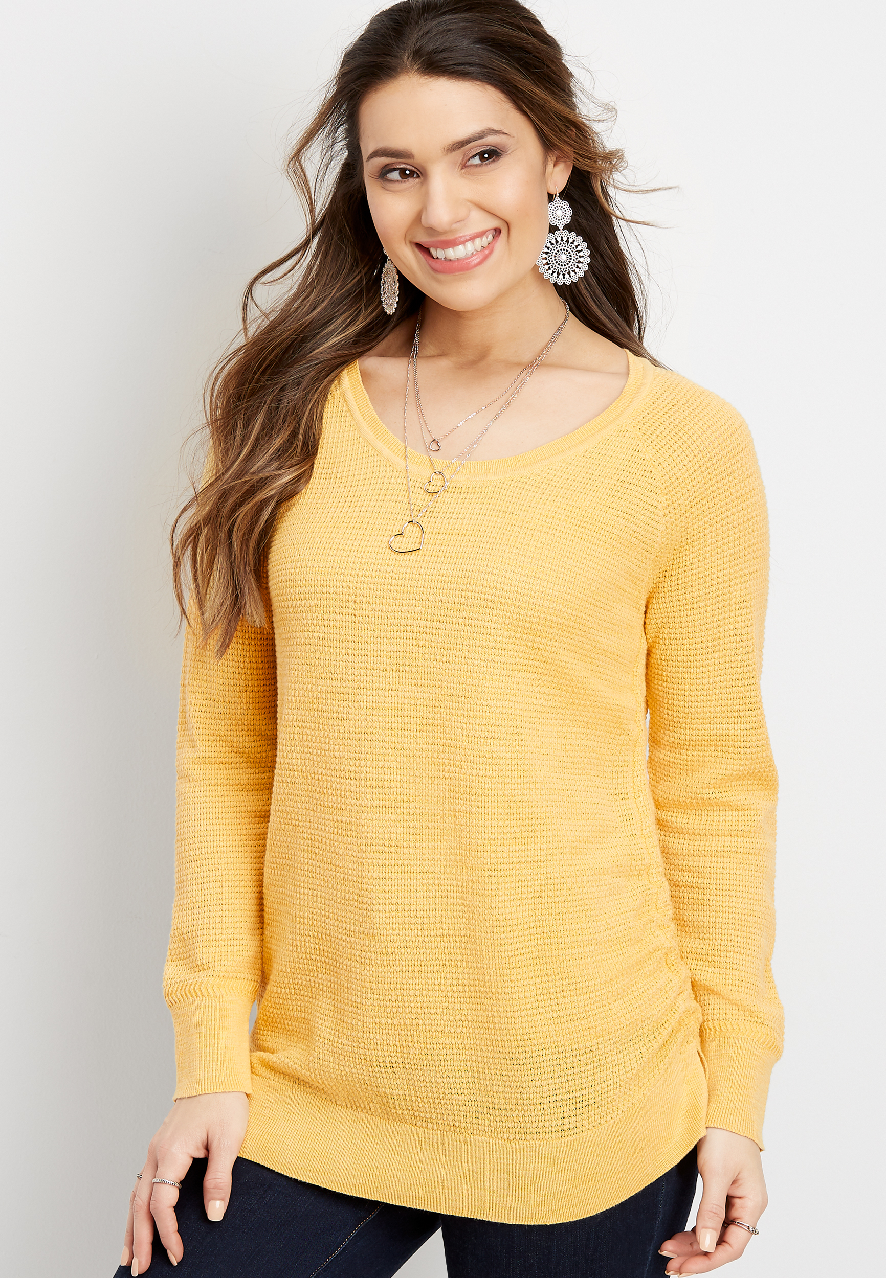 Solid Ruched Side Pullover | maurices