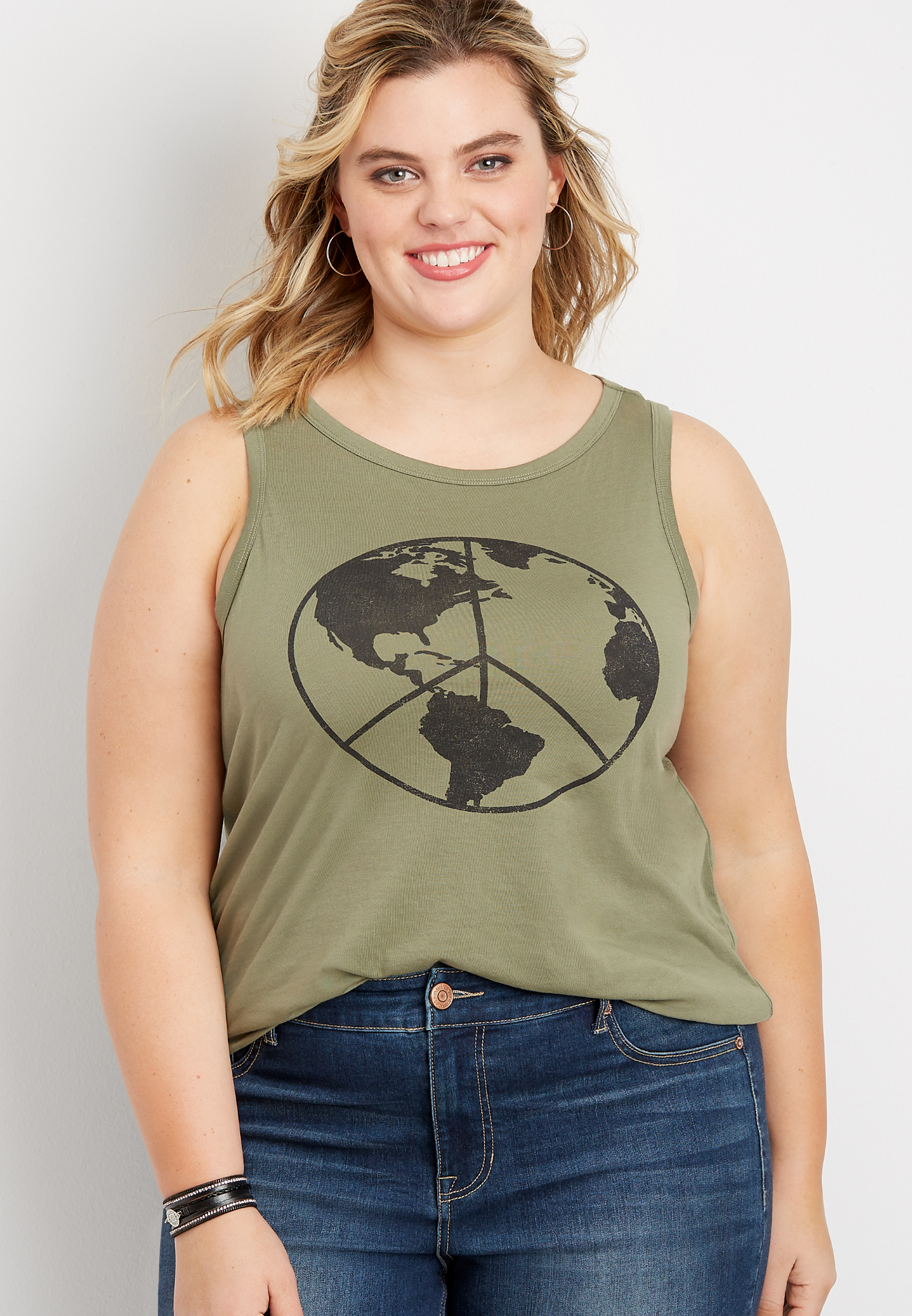 Plus Size Peace Sign Graphic Tank Top | maurices