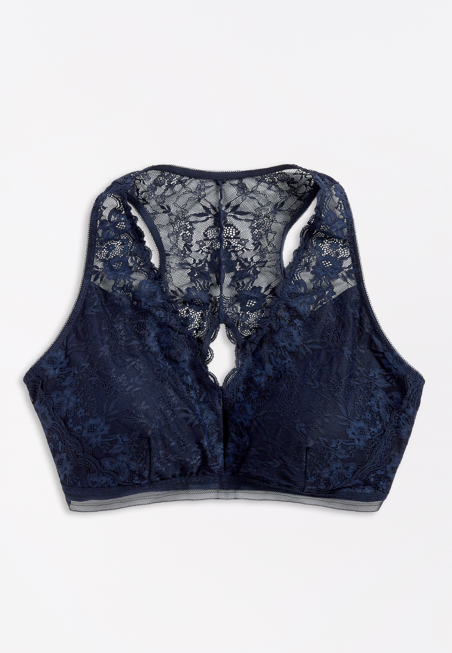 Plus Size Blue Cut Out Back Lace Bralette | maurices