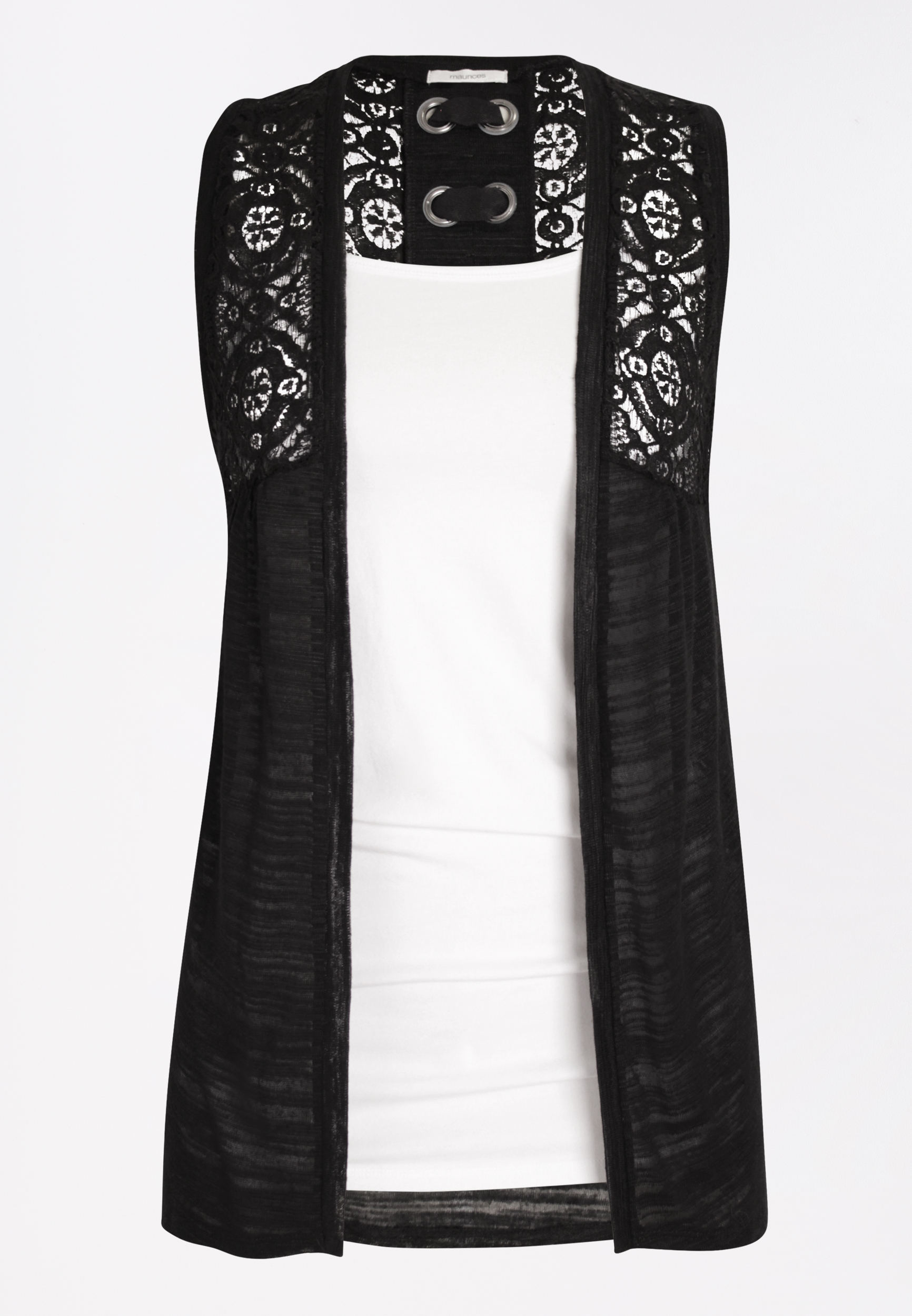 Black Grommet Lace Up Back Vest | maurices