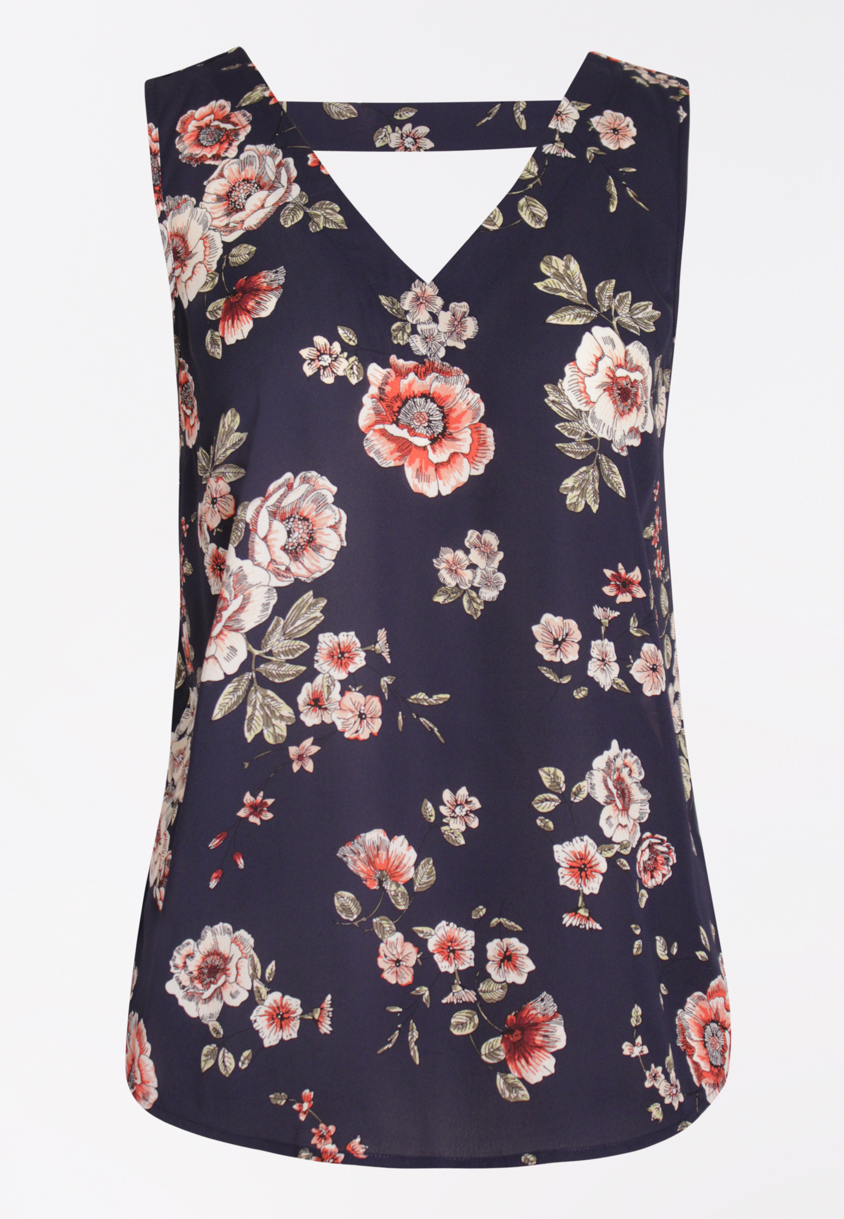 Blue Floral Bar Back Tank Top | maurices