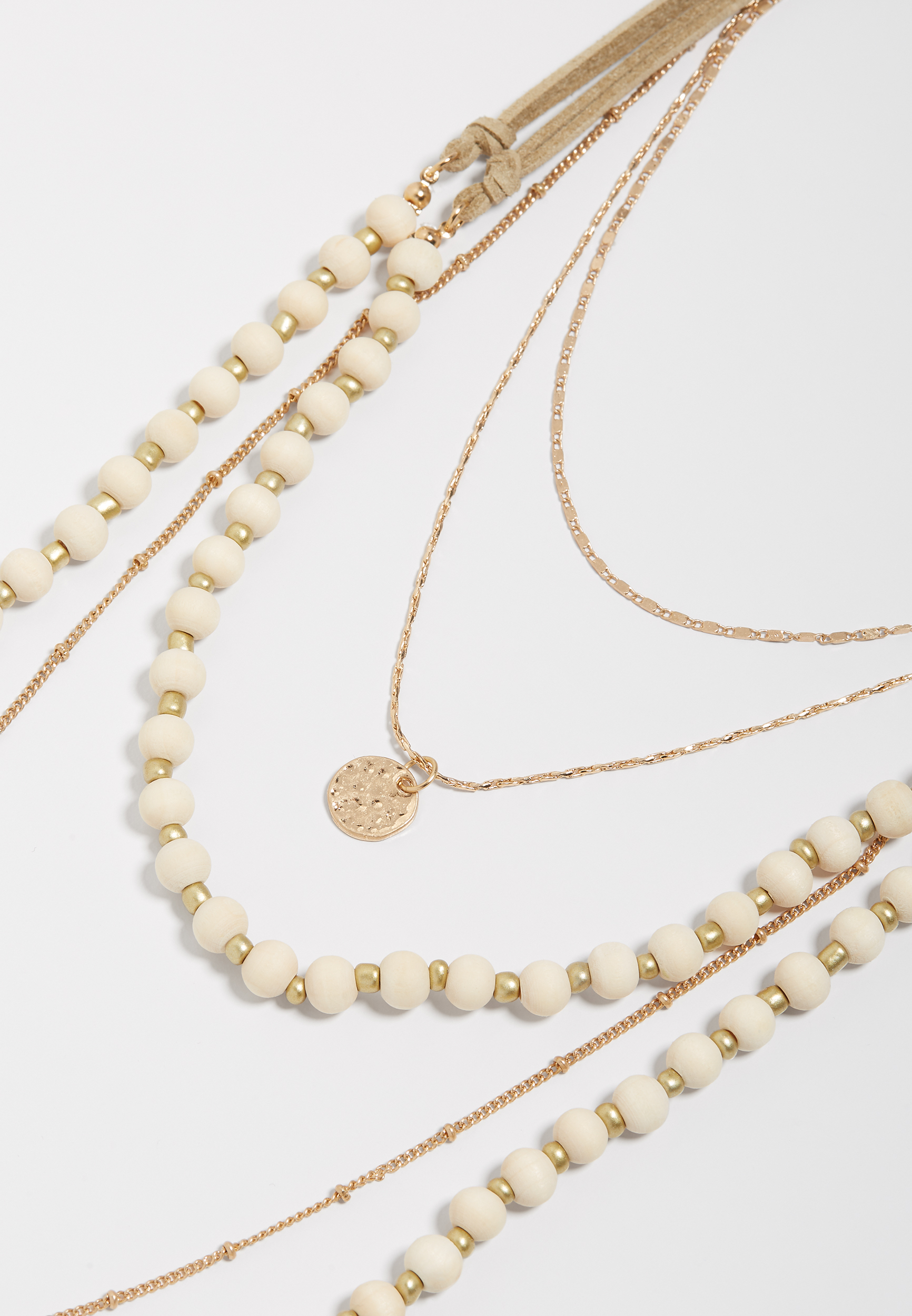 Ivory Beaded Chain Drape Layered Necklace | maurices