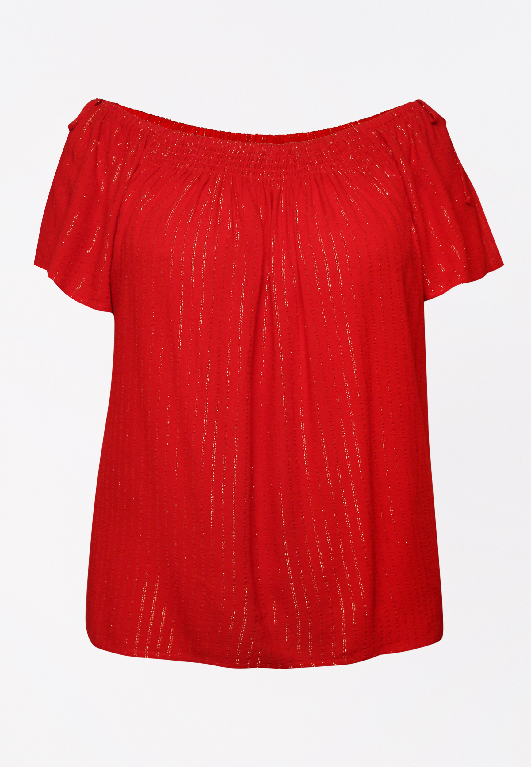 Plus Size Red Smocked Neck Top | maurices