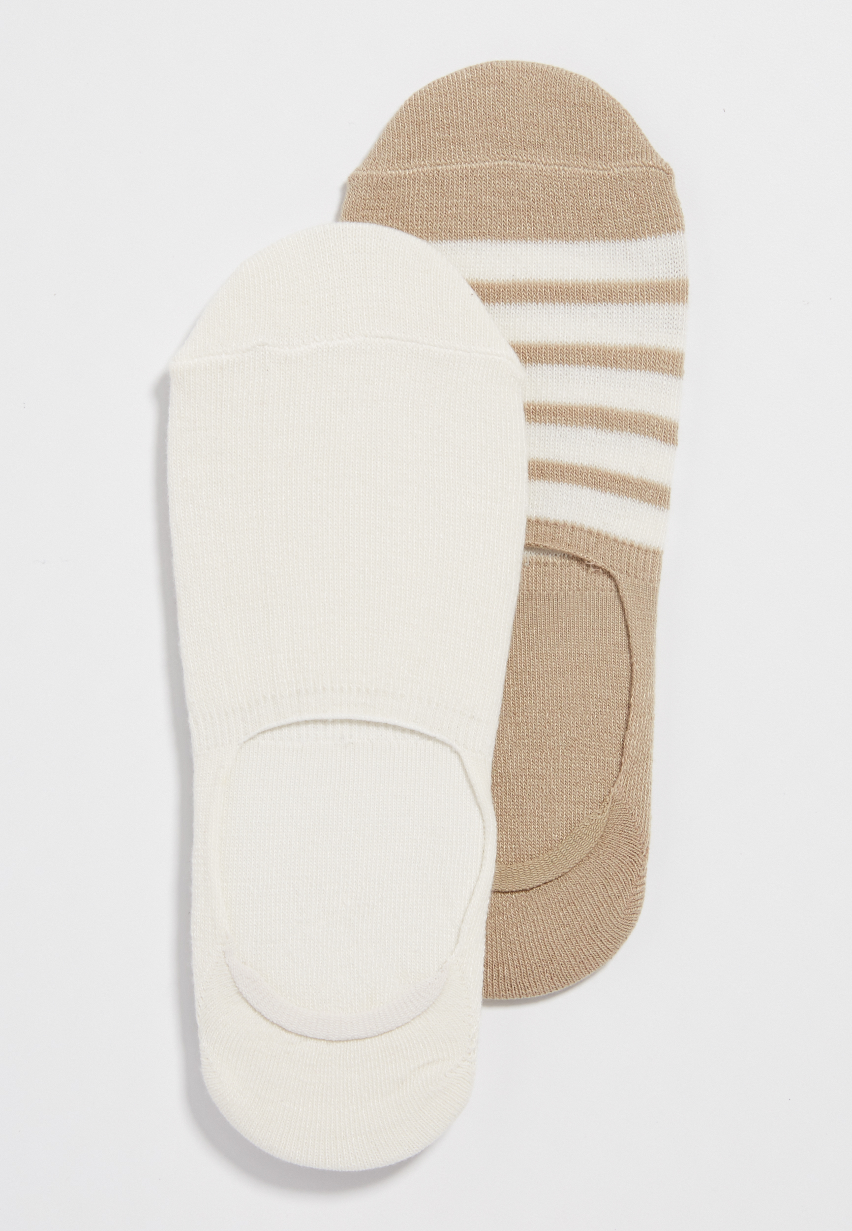 no-show socks with grips and stripes in hazel wood - 2 pack | maurices