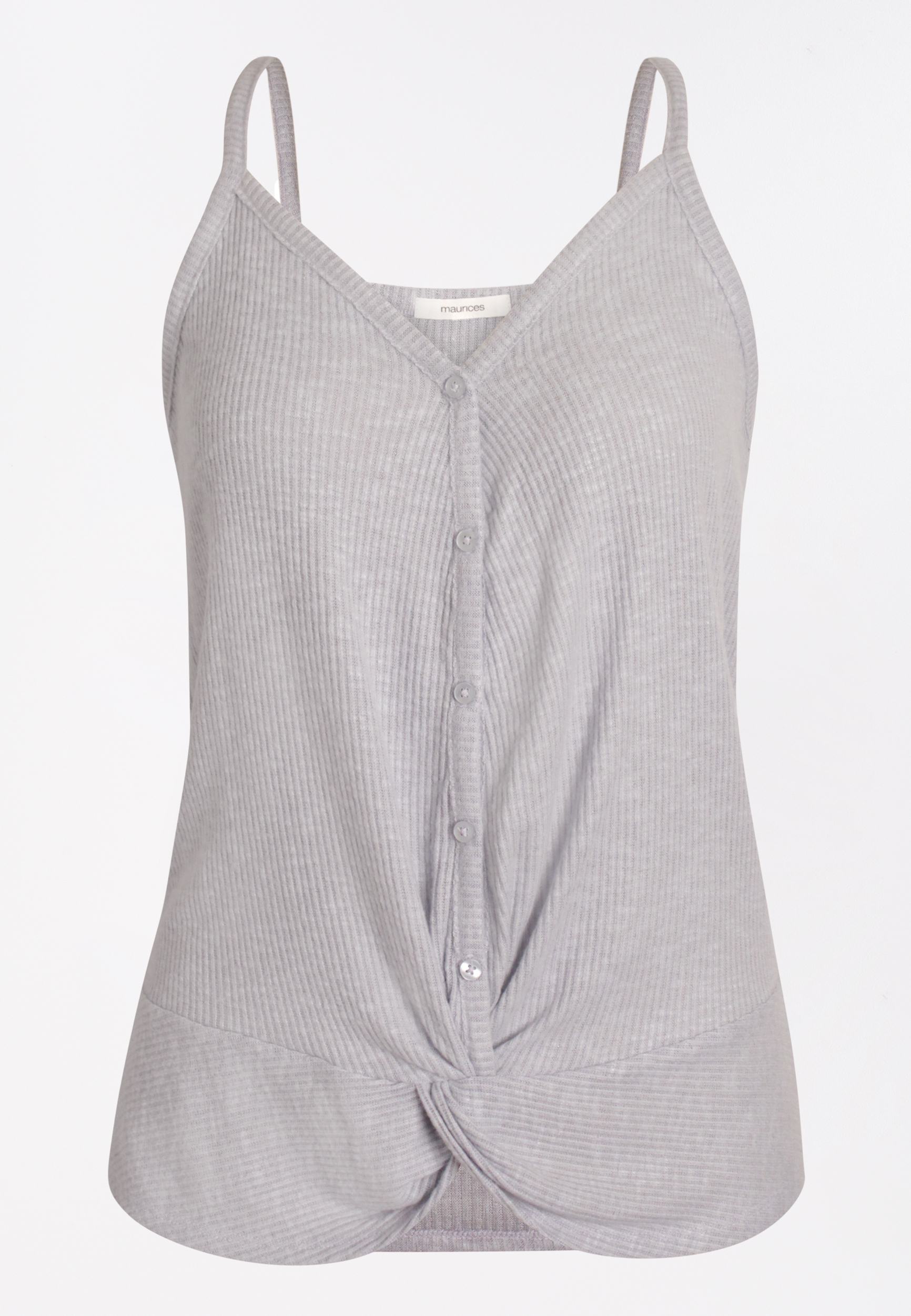 Solid Button Front Knot Hem Tank Top | maurices