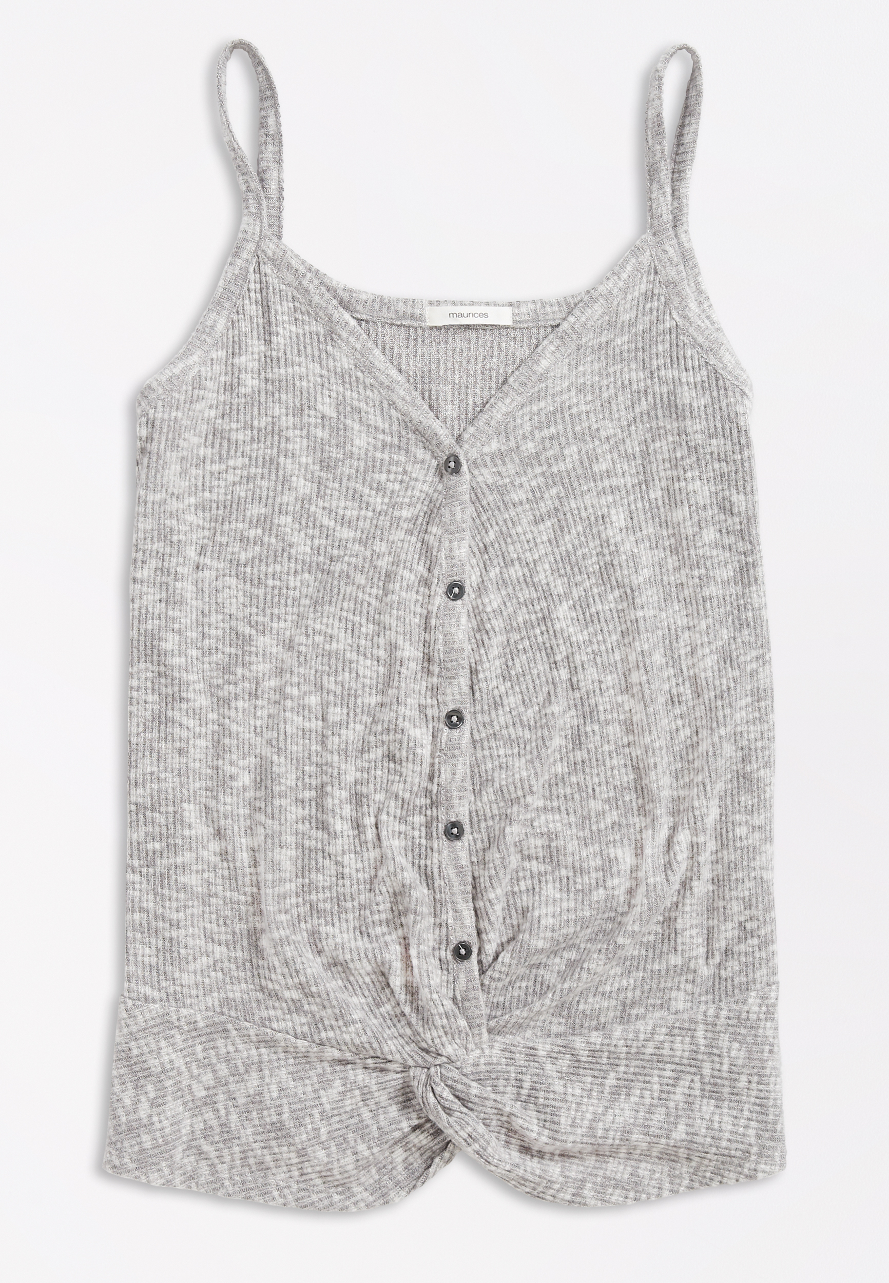 Plus Size Solid Button Front Knot Hem Tank Top | maurices