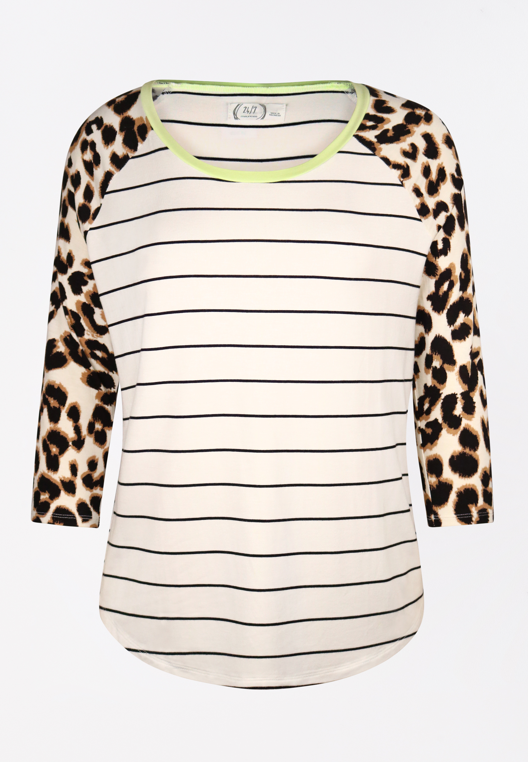24/7 Leopard Stripe Baseball Tee | maurices