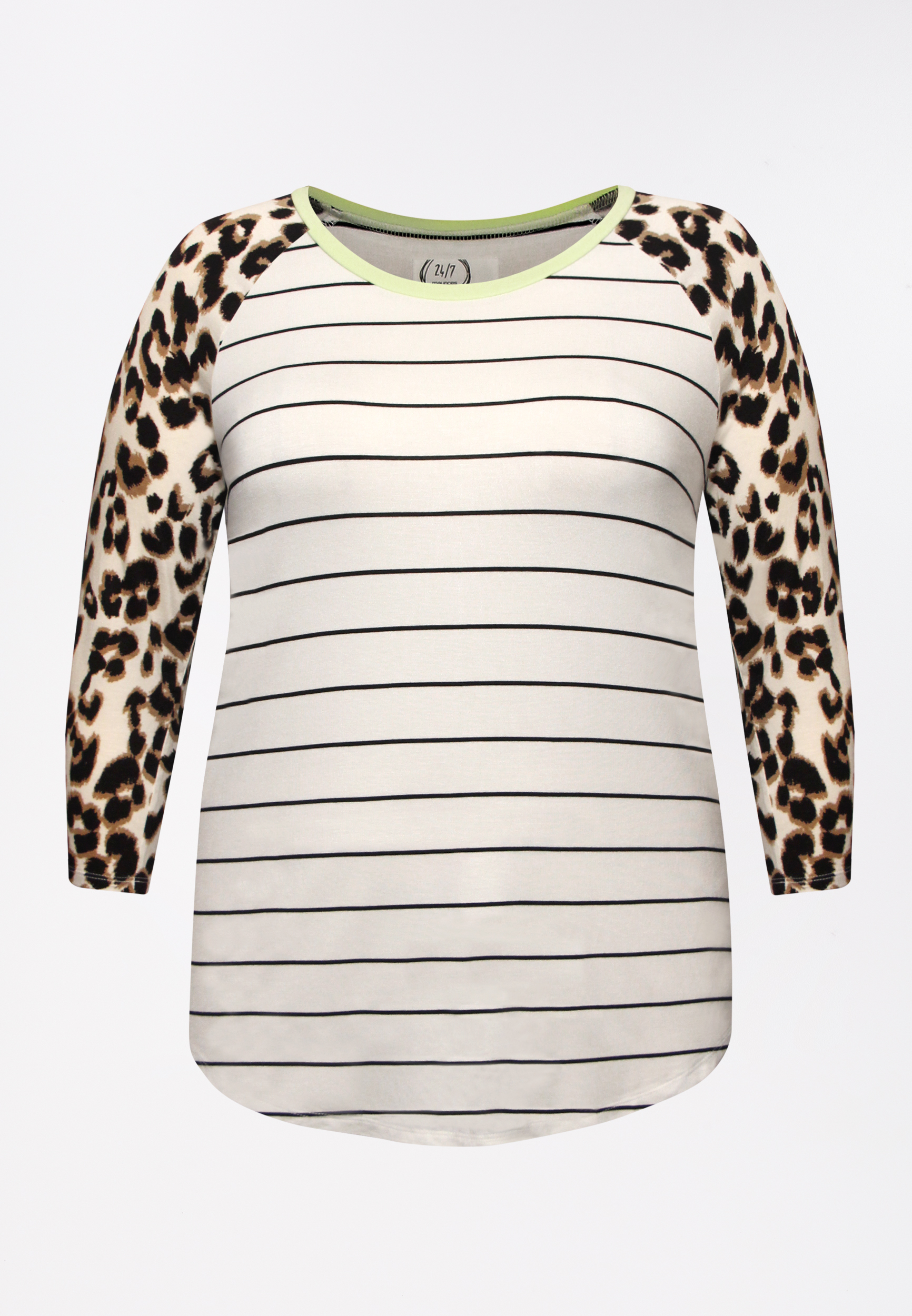 Plus Size 24/7 Leopard Stripe Baseball Tee | maurices