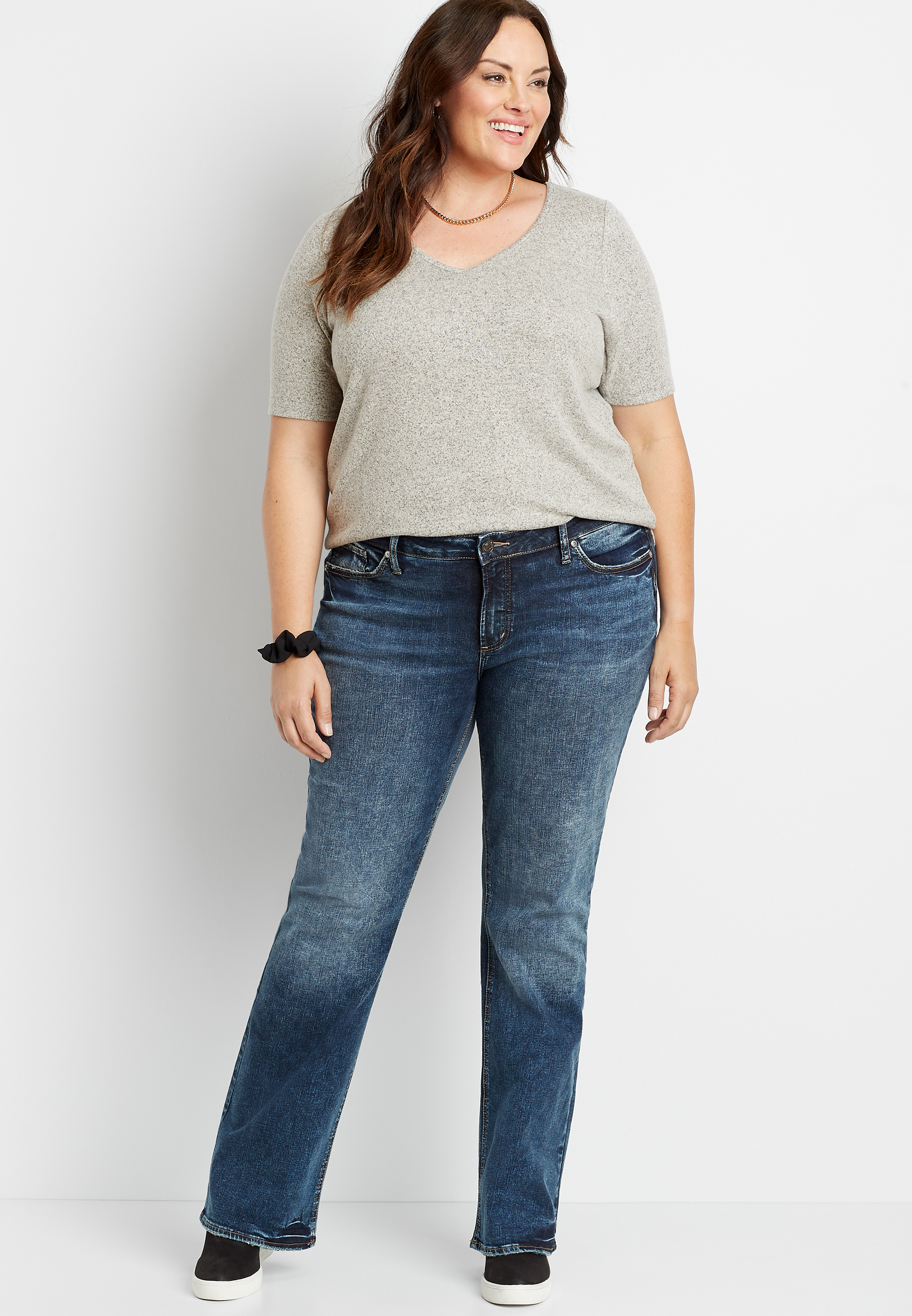 Plus Size Silver Jeans Co.® Elyse Dark Wash Slim Boot Jean | maurices