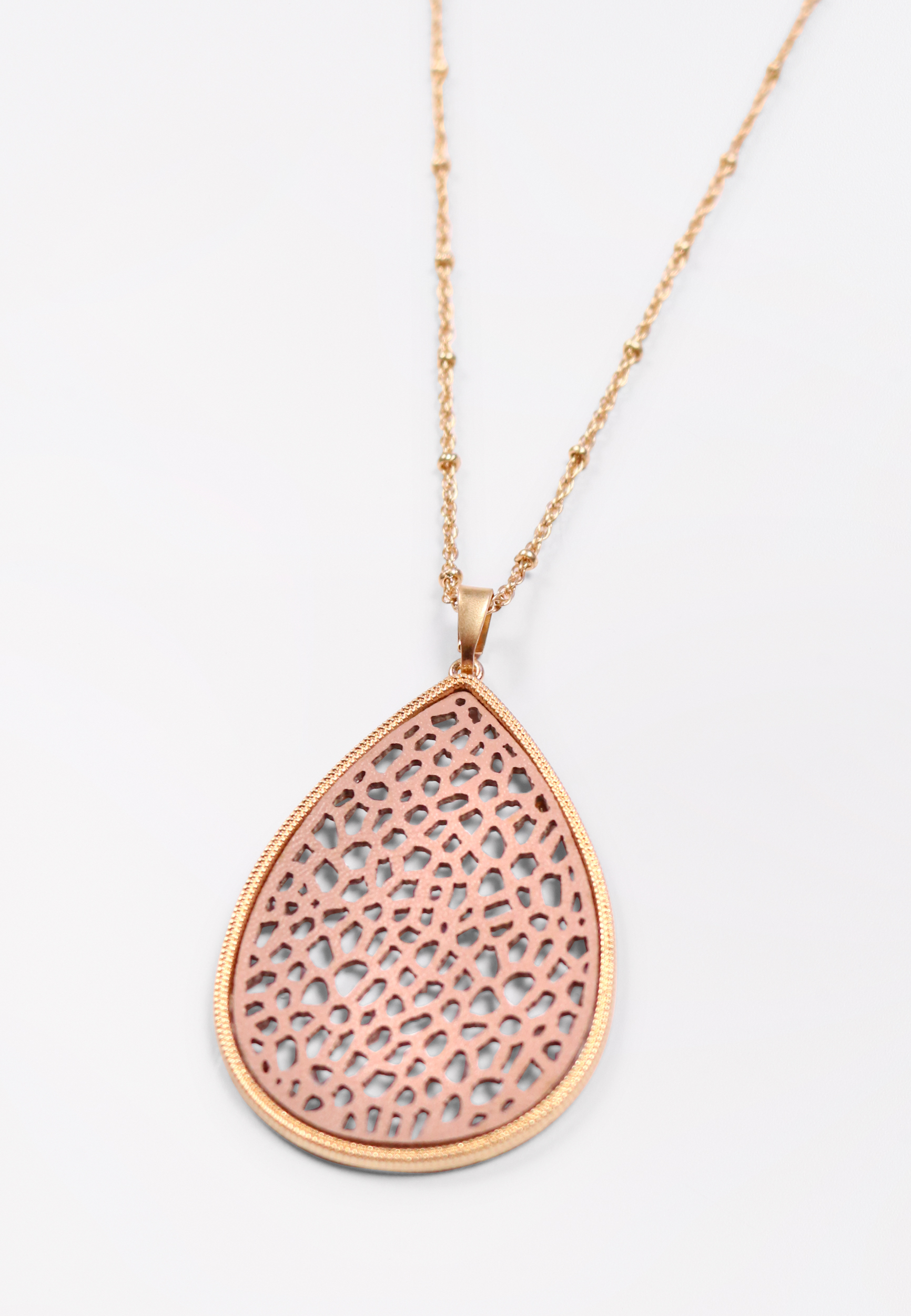 Metal Frame Blush Cut Out Necklace | maurices