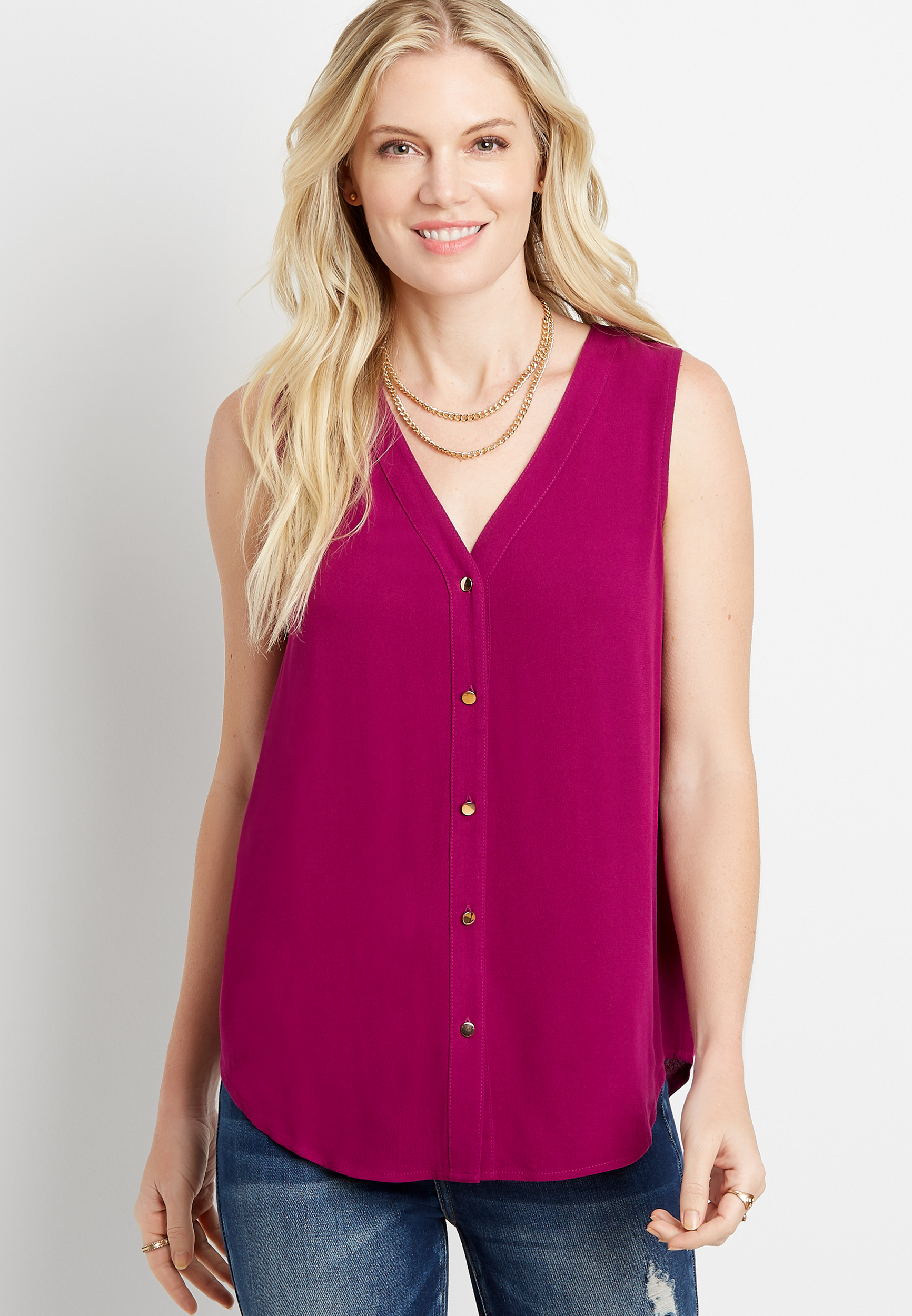 Purple Button Down Tank Top | maurices