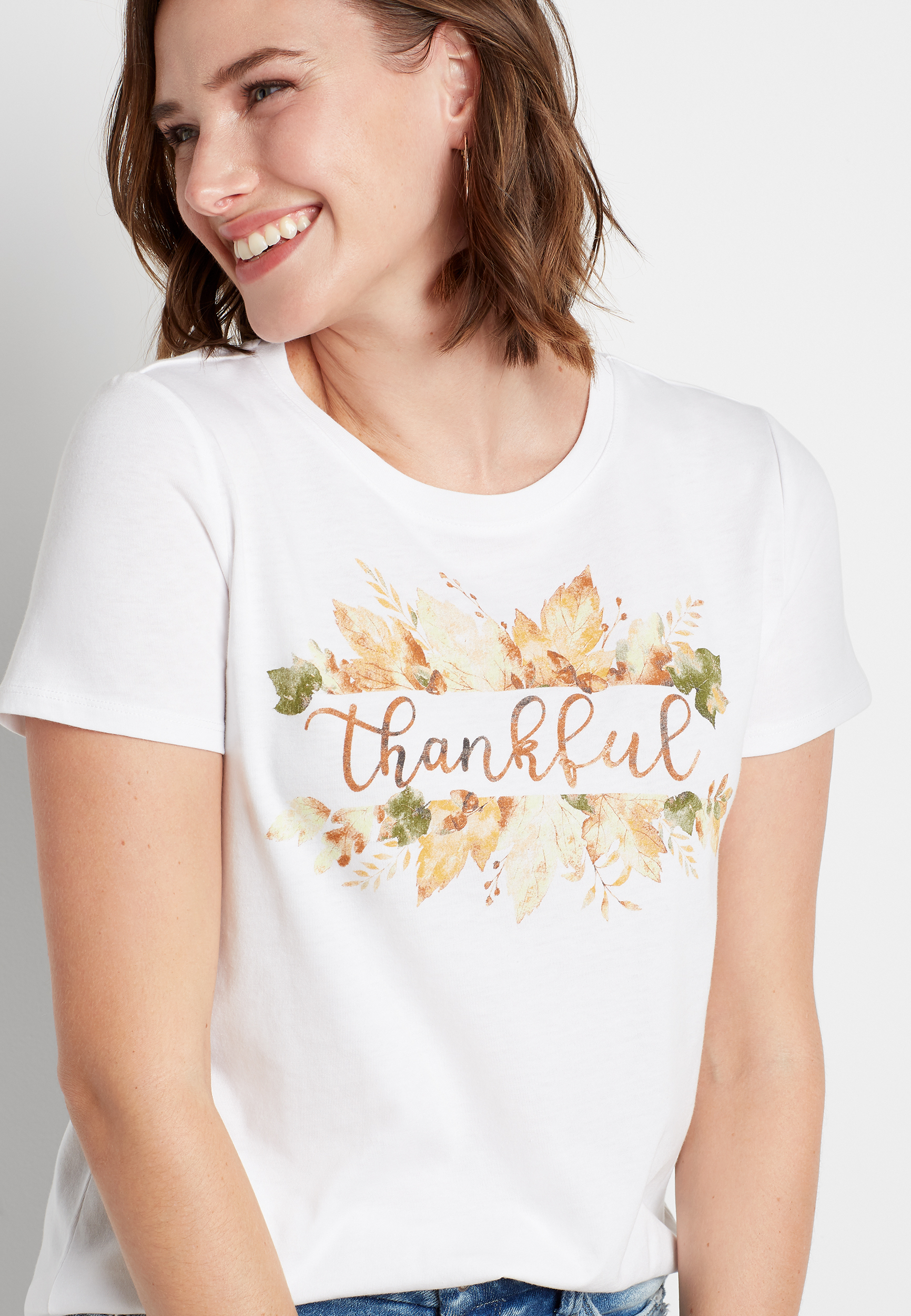 White Thankful Graphic Tee | maurices