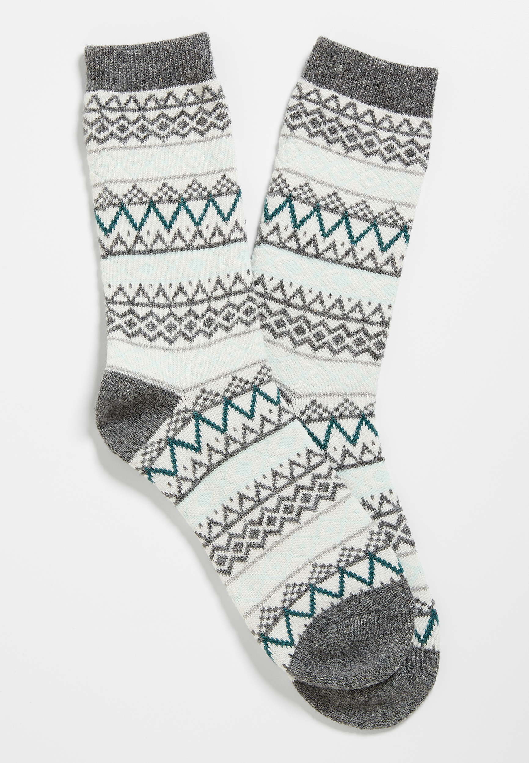 Gray Fair Isle Crew Sock | maurices