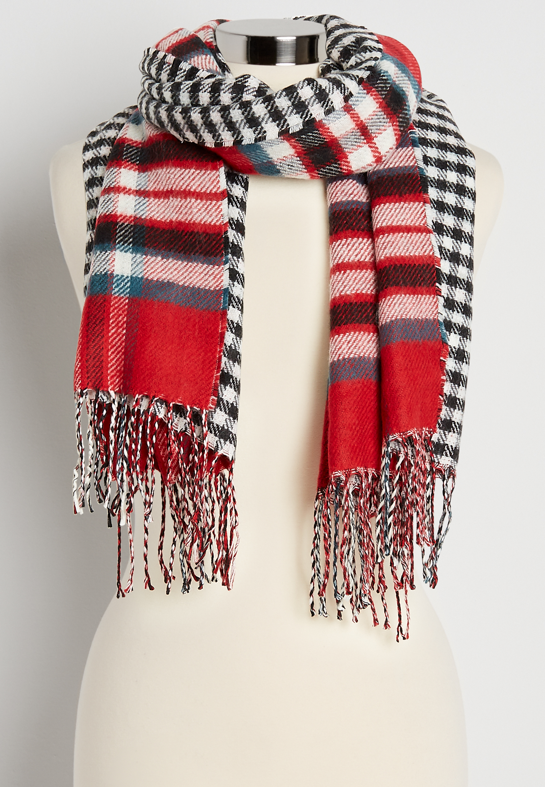 Reversible Red Plaid Oblong Scarf | maurices