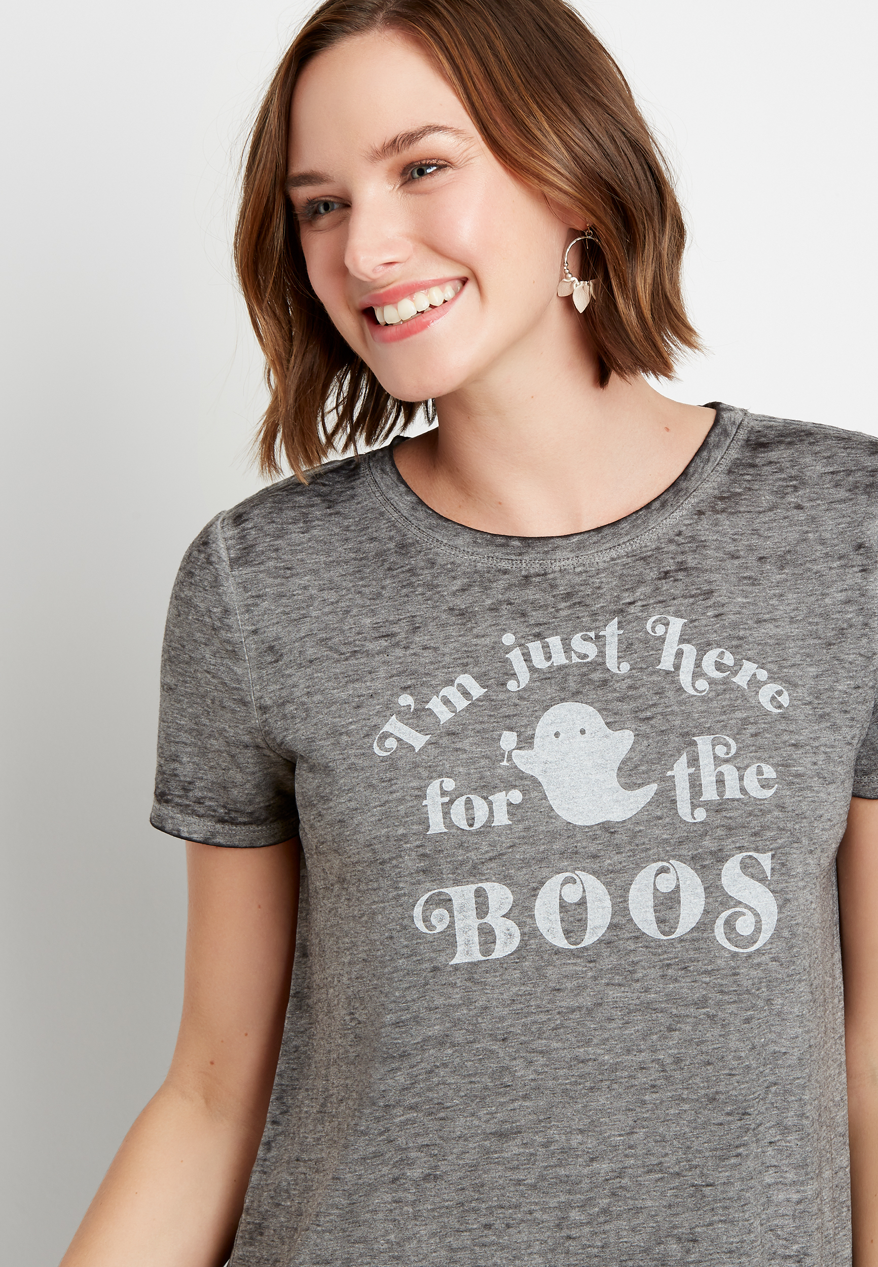 Gray Here For the Boos Graphic Tee | maurices
