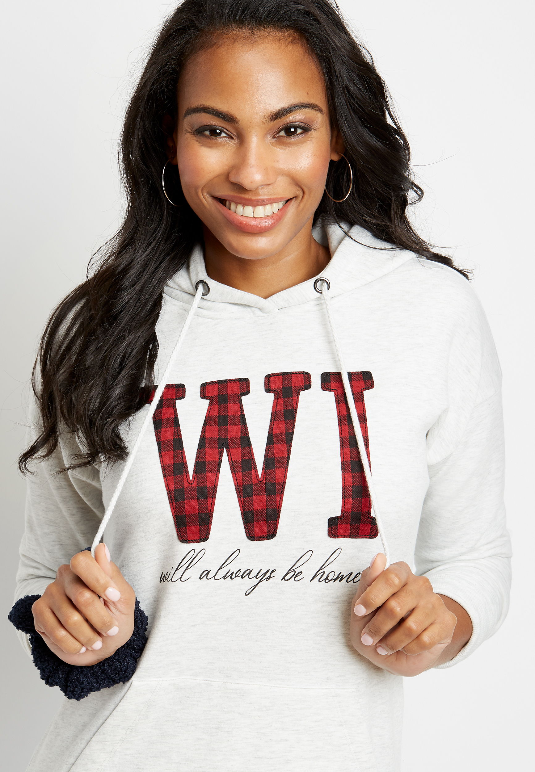 Buffalo Plaid Wisconsin State Pullover Hoodie | maurices
