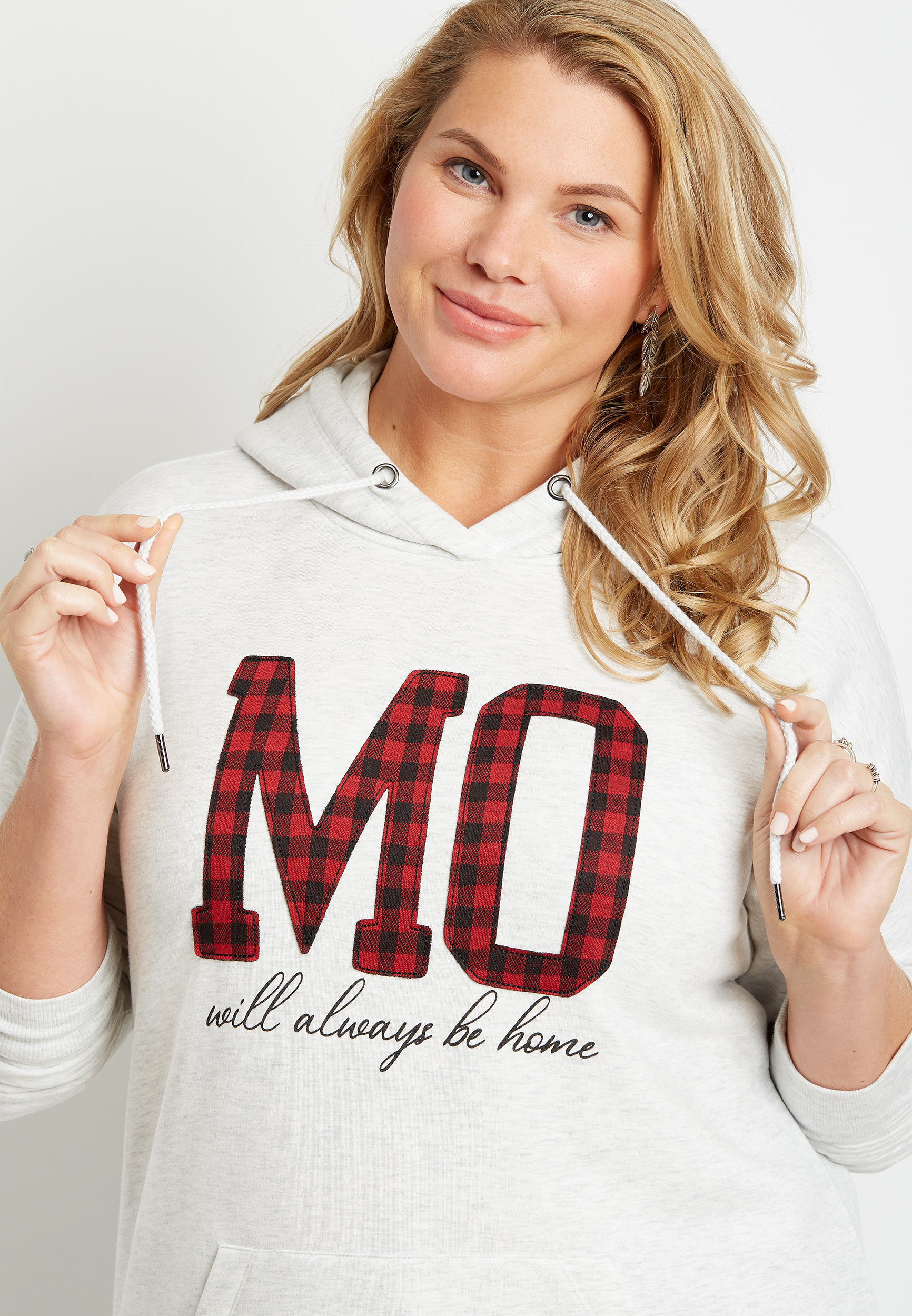 Plus Size Buffalo Plaid Missouri State Pullover Hoodie | maurices