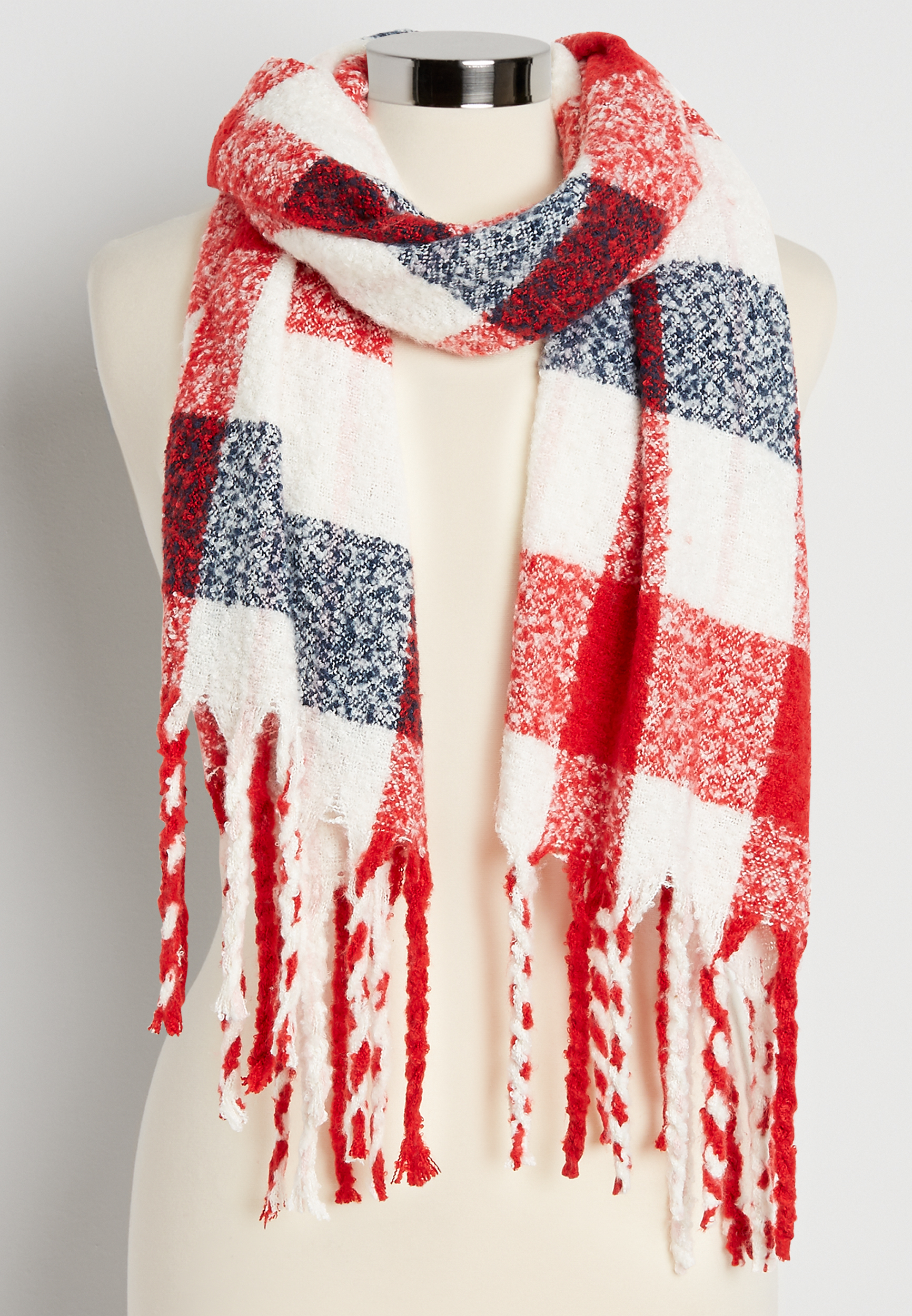 Red Plaid Oblong Scarf | maurices