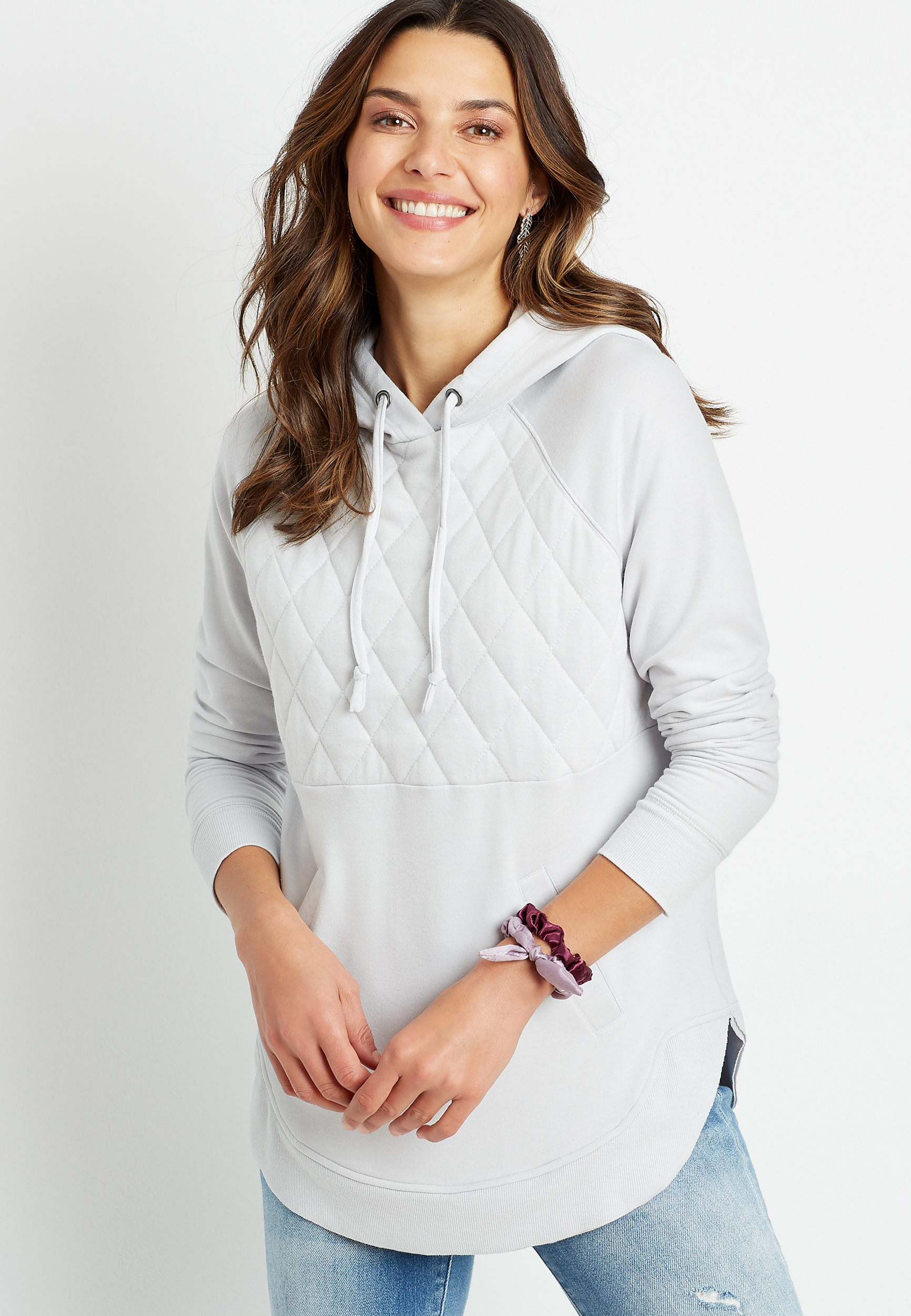 Solid Quilted Front Pullover Hoodie | maurices