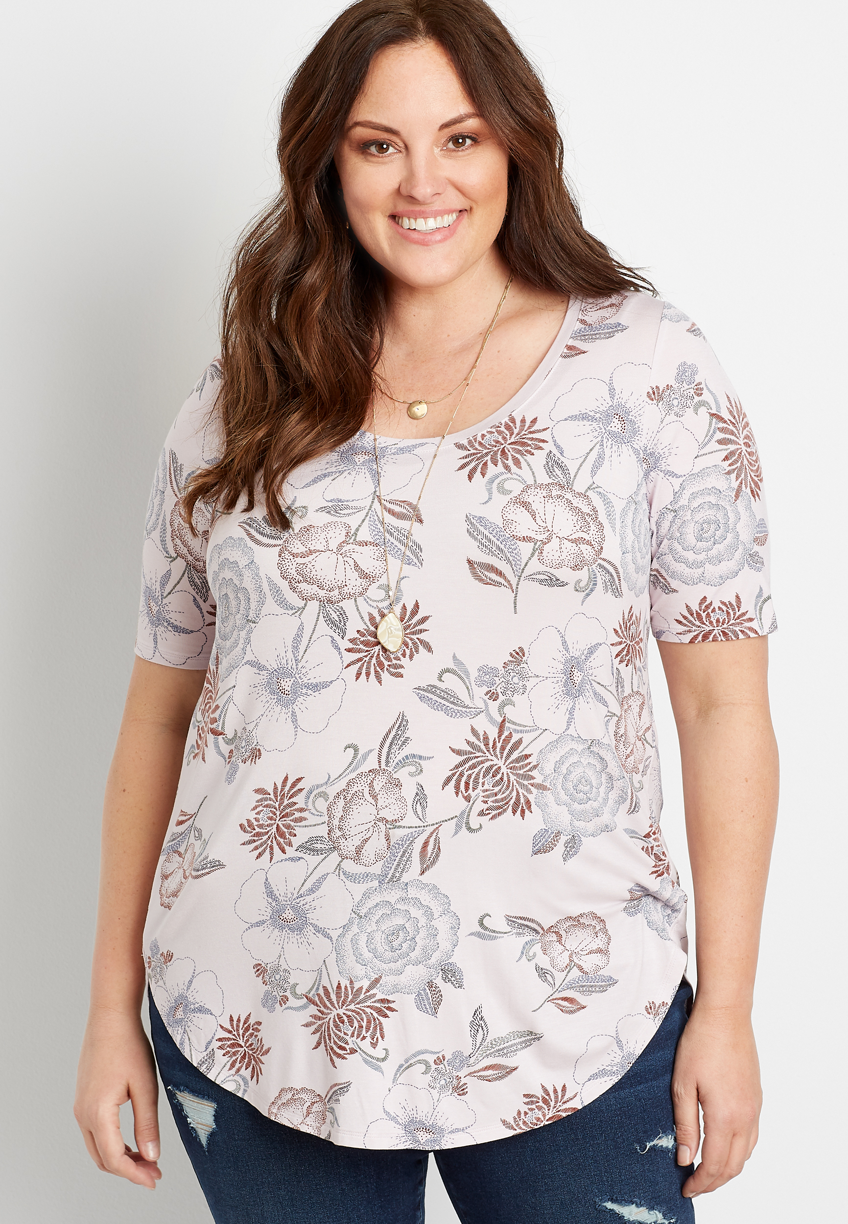 Plus Size 24/7 Floral Flawless Tee | maurices