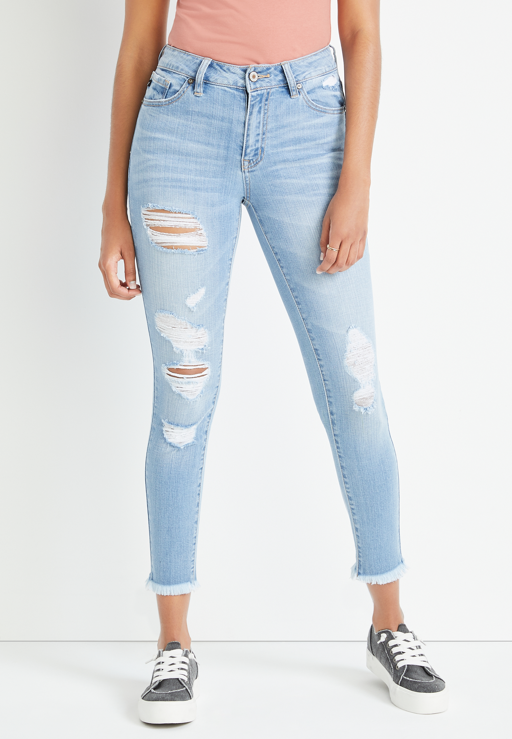 Kancan™ High Rise Light Wash Ripped Skinny Jean Maurices