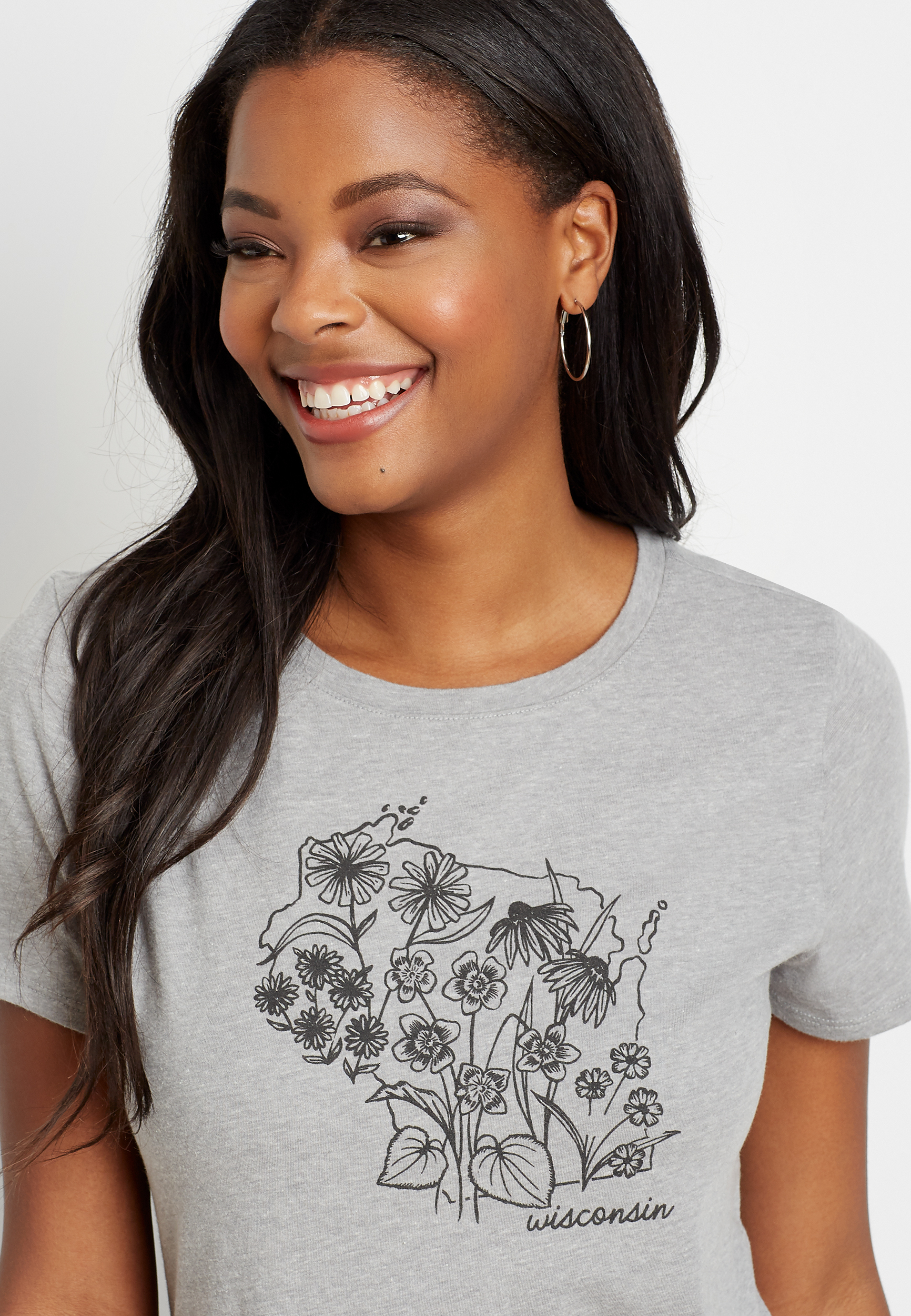 Gray Wisconsin State Flower Graphic Tee | maurices