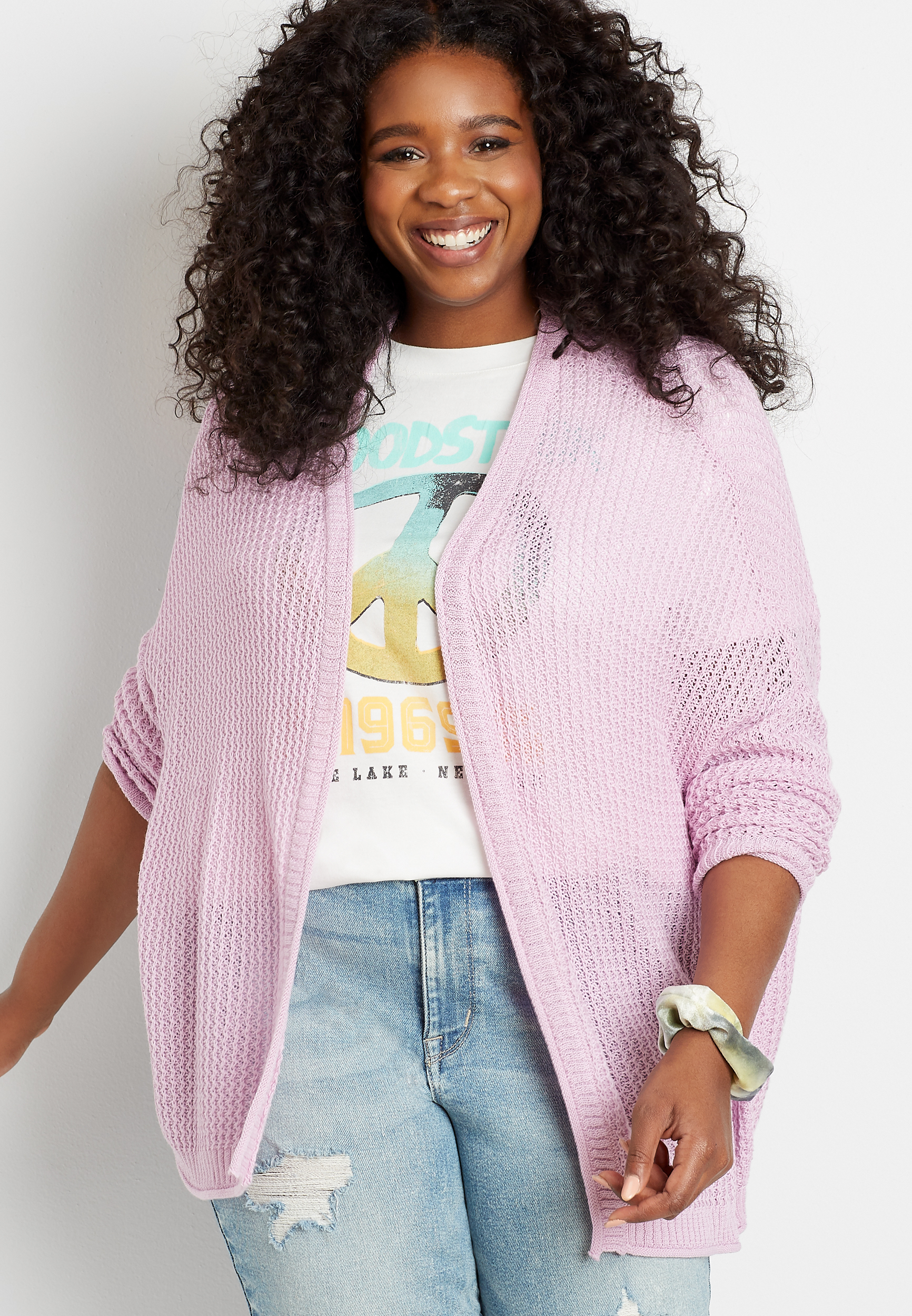 Plus Size Solid Oversized Open Front Cardigan | maurices
