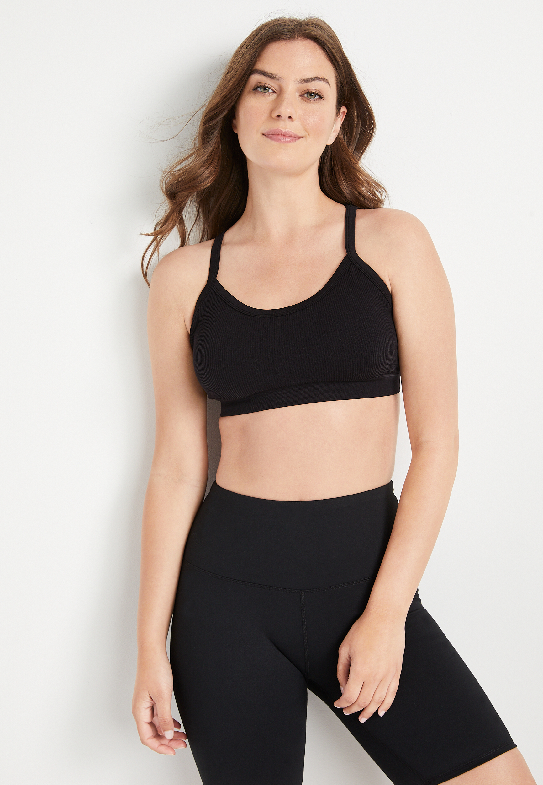 Soft Stretch Black Open Lace Back Seamless Bralette | maurices