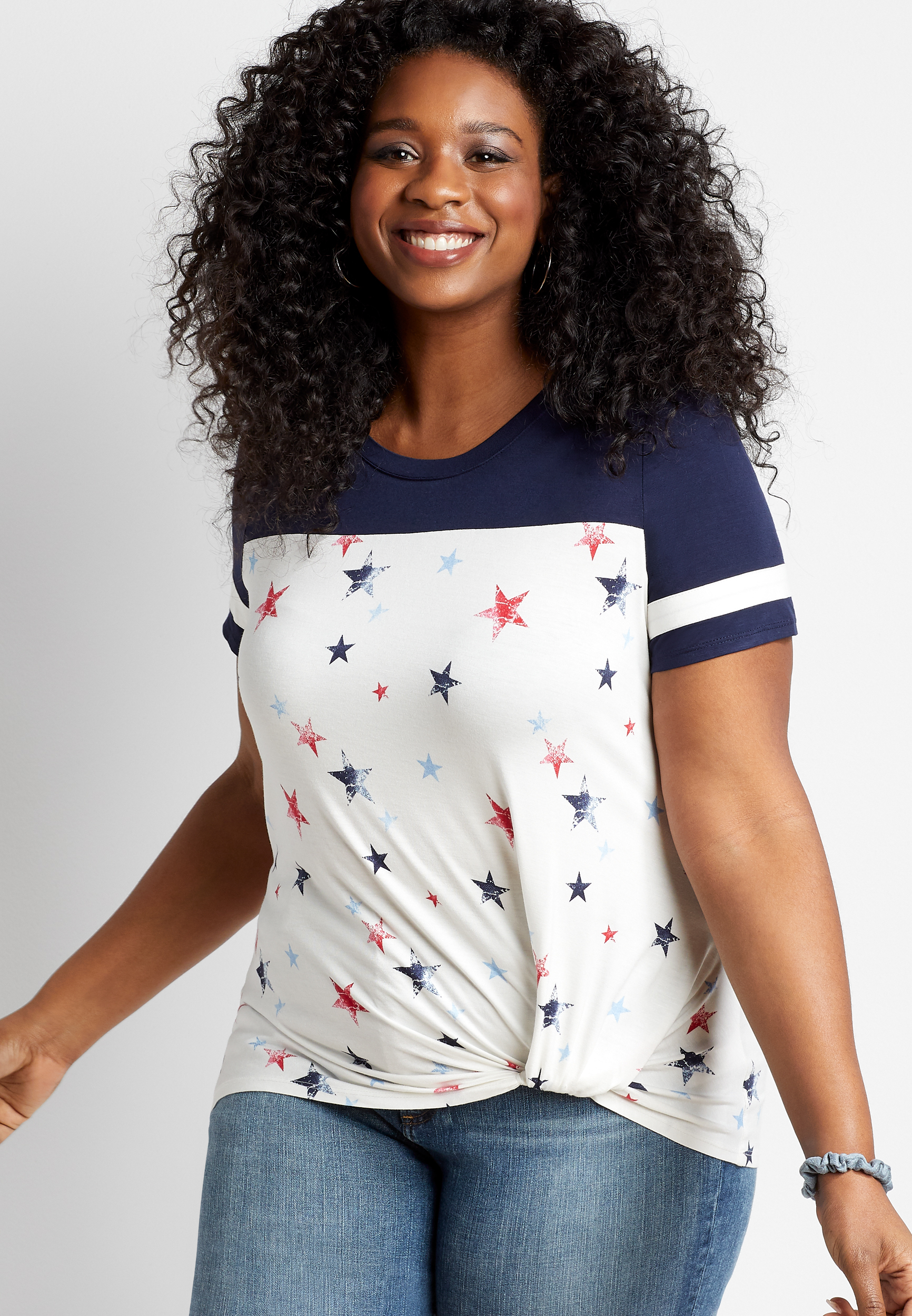 Plus Size 24/7 Star Knot Front Baseball Tee | maurices