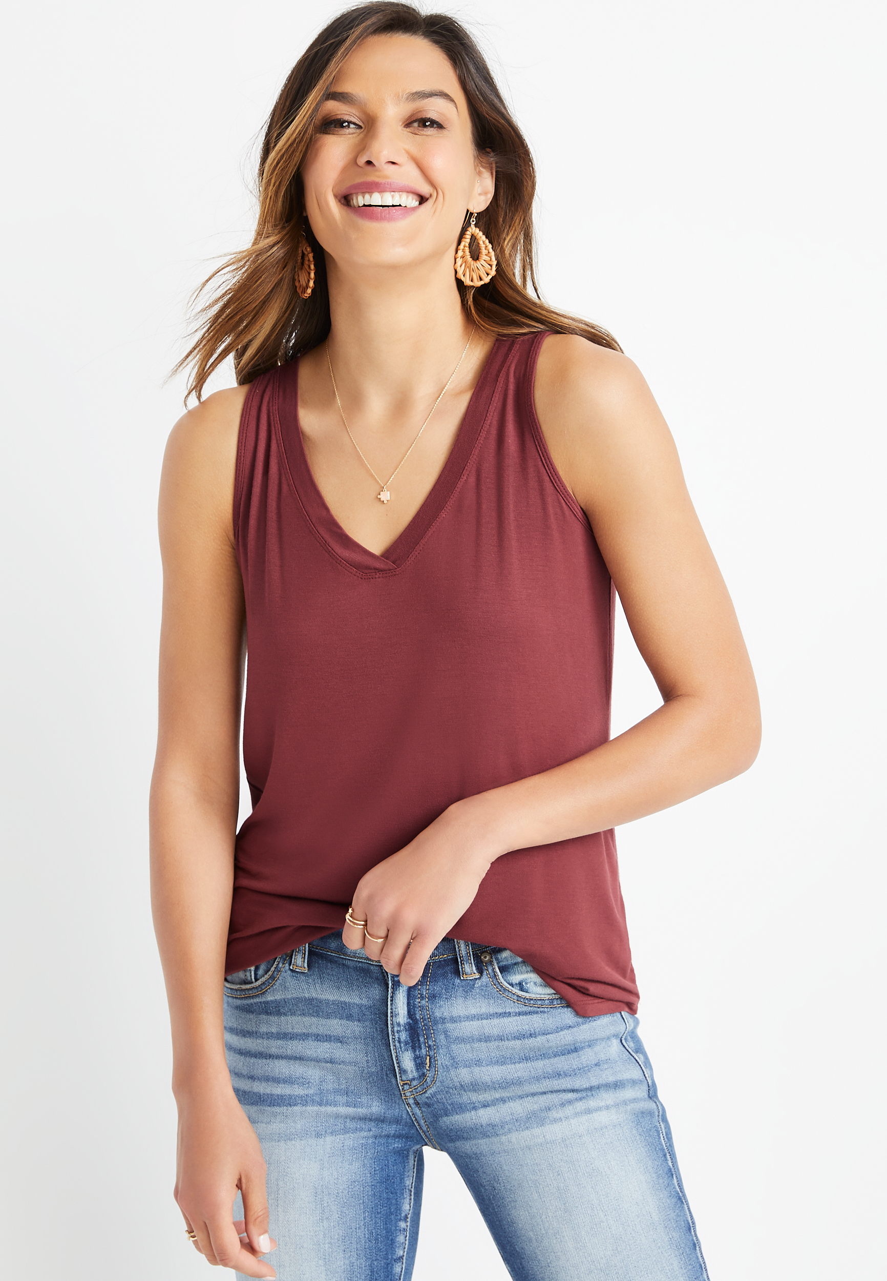 24/7 Red V-Neck Tank Top | maurices