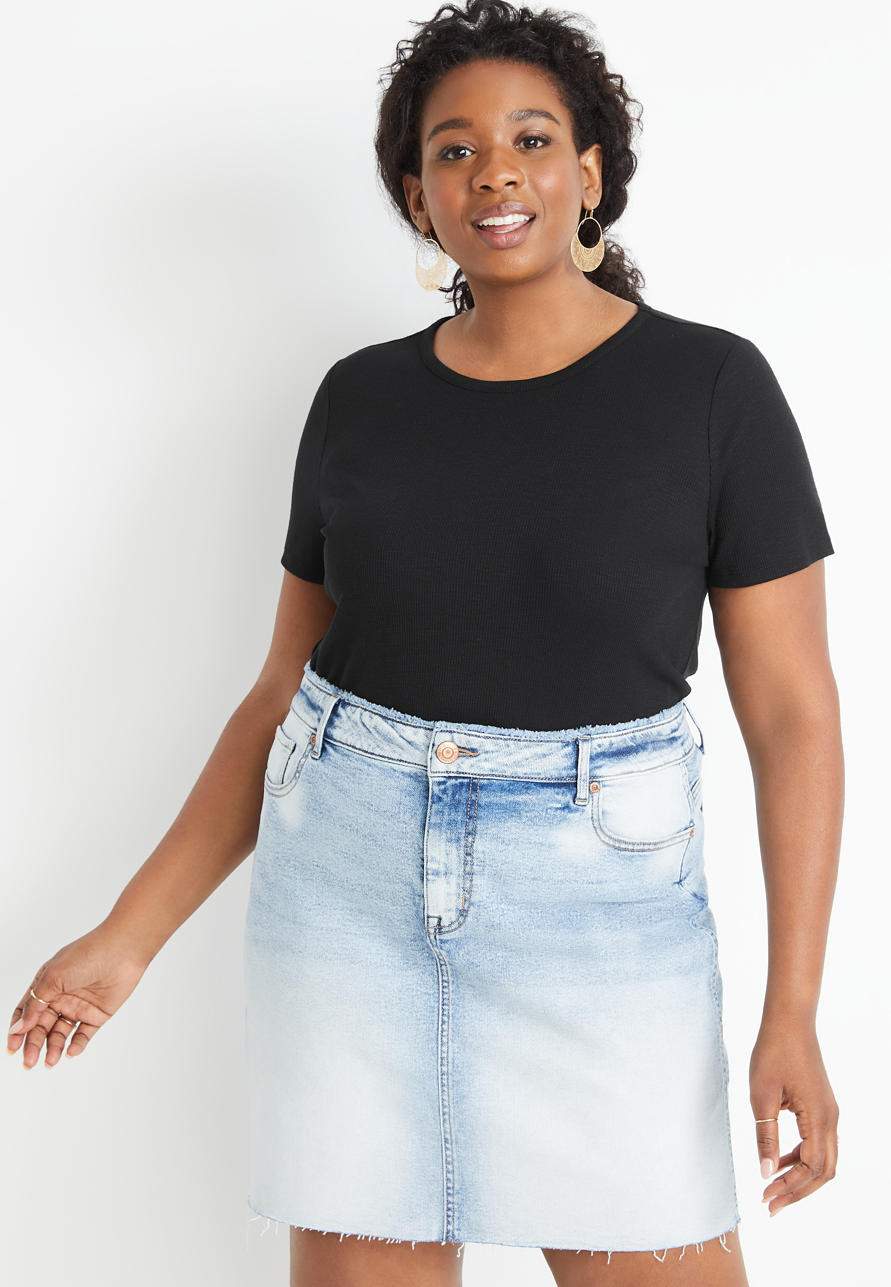 Plus Size 24/7 Solid Rib Knit Tuck In Tee | maurices