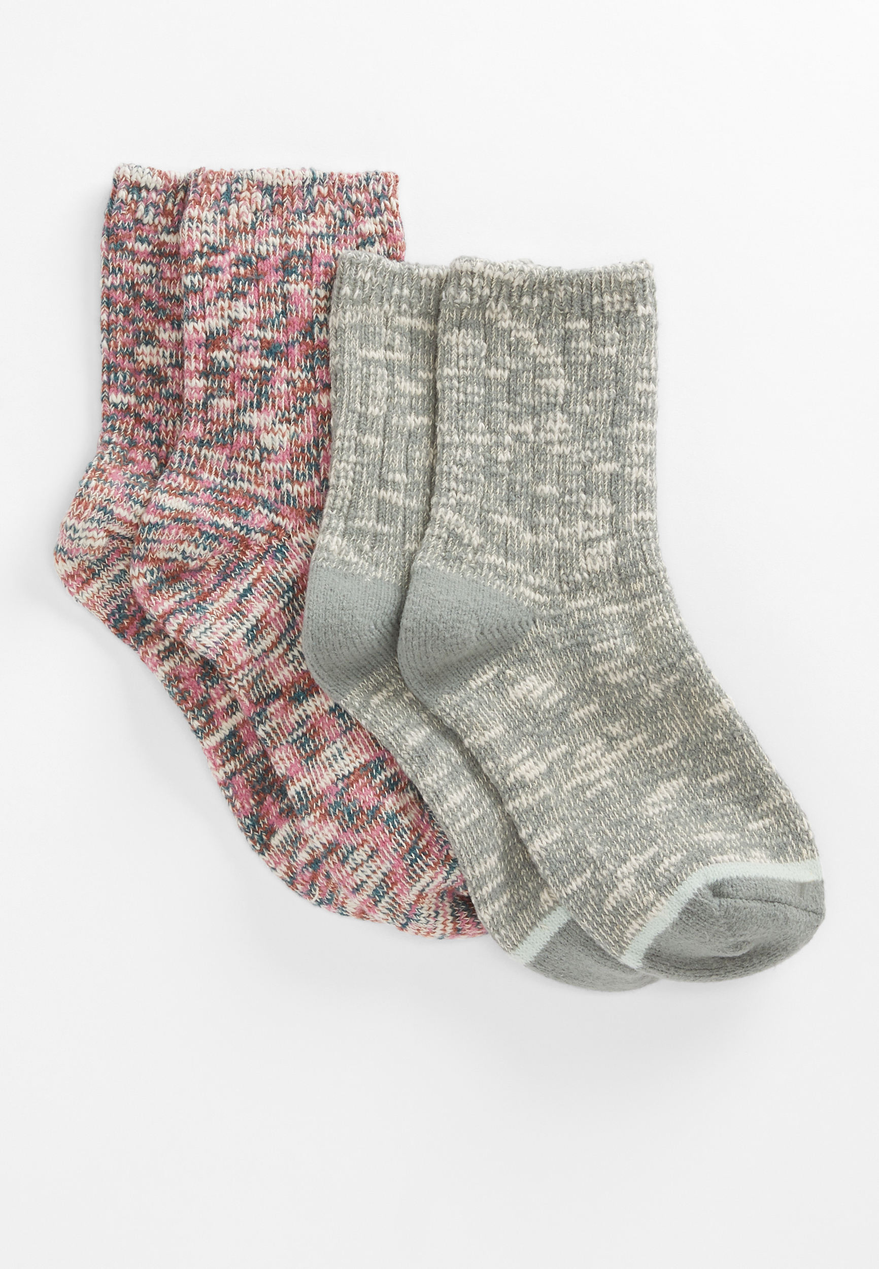 2 Pack Marled Short Crew Socks | maurices
