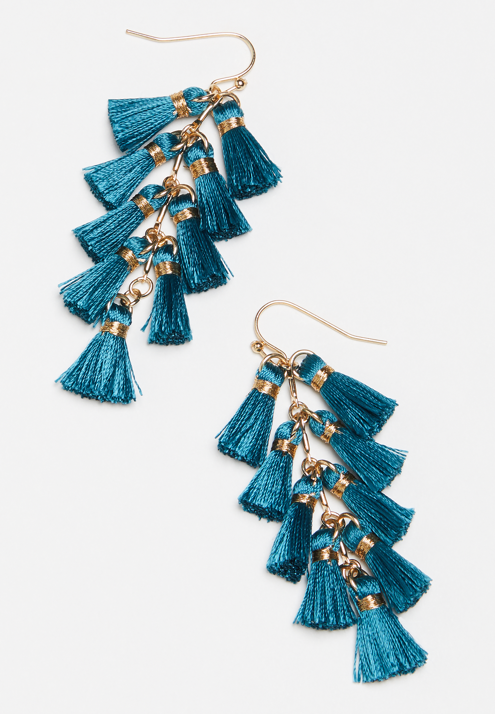Teal Fringe Drop Earrings | maurices