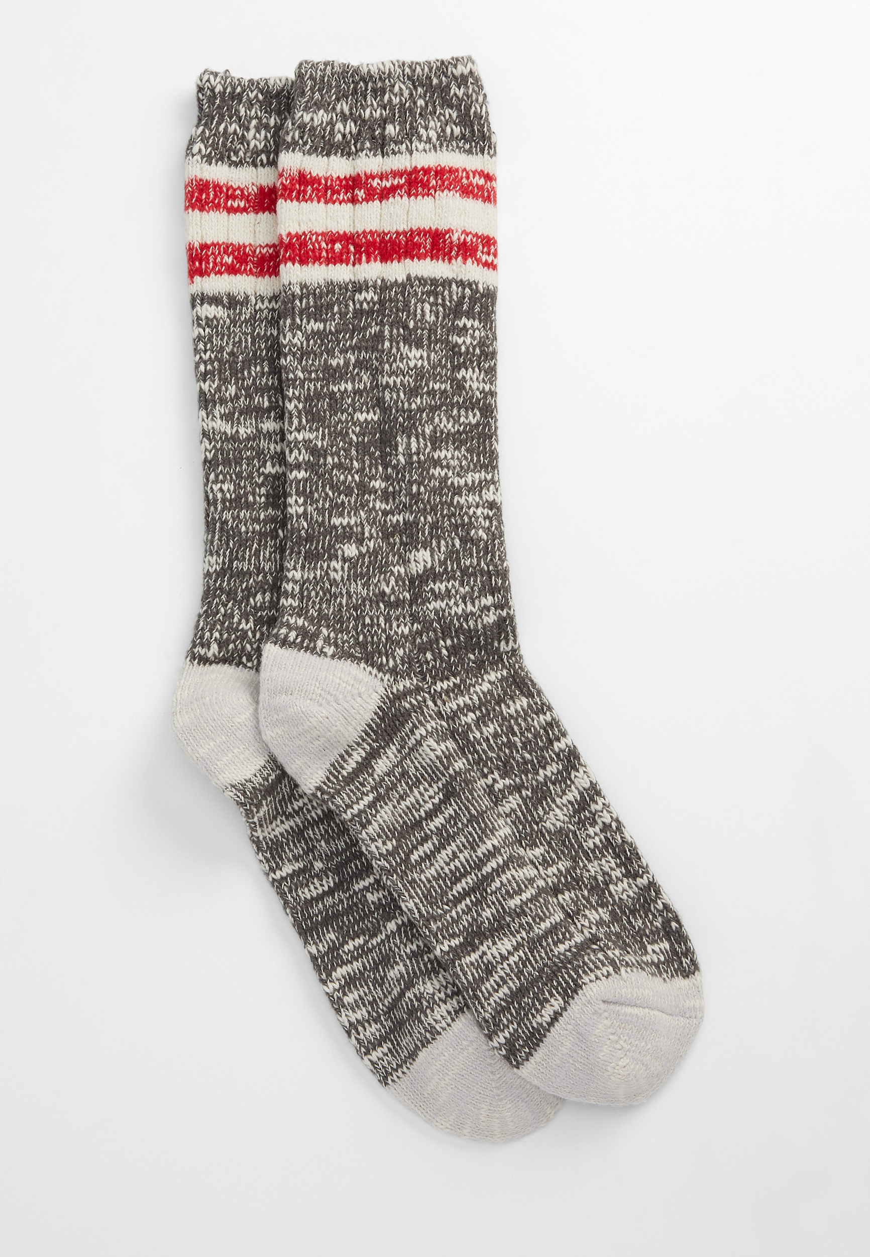 Gray and Red Crew Socks | maurices